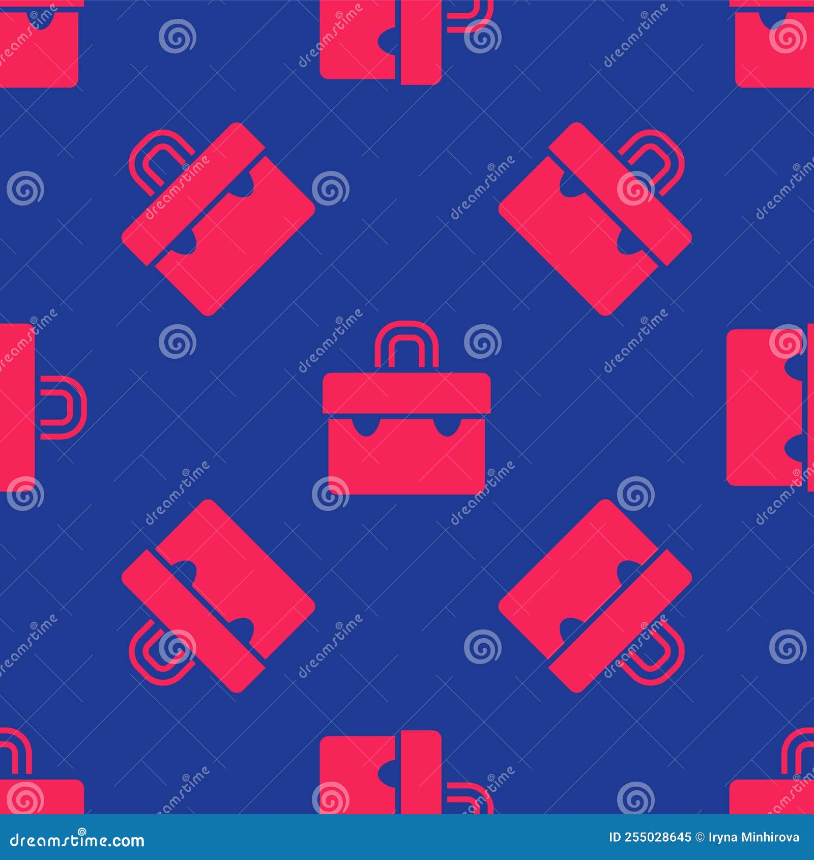 Red Briefcase Icon Isolated Seamless Pattern on Blue Background ...