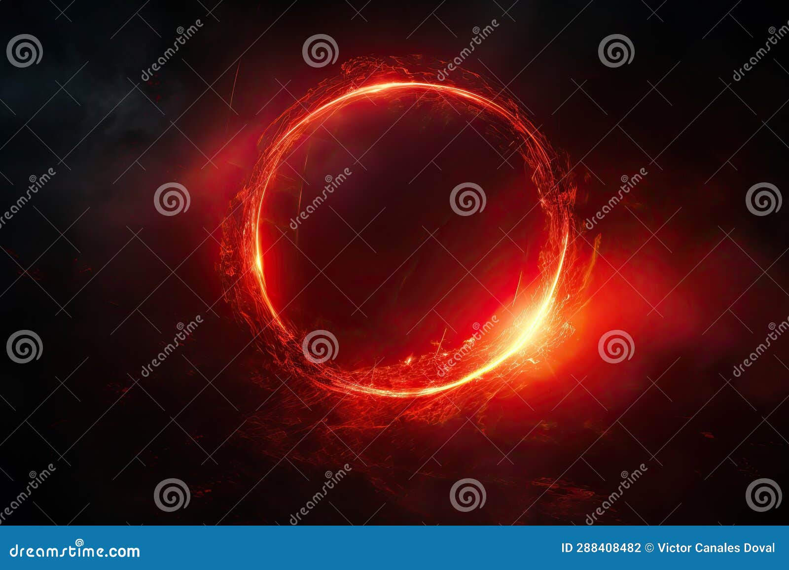 Red Bright Fire Circle Ring in Long Exposure while on Movement Isolated ...
