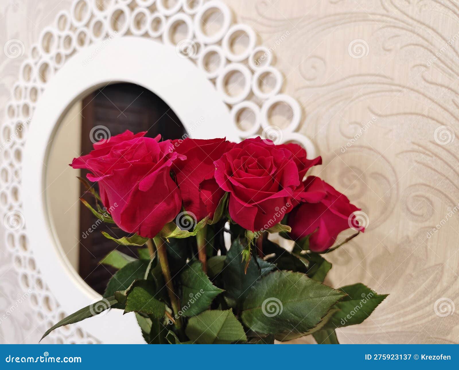 Red Bright Roses Stand in a White Vase for a Gift Stock Image - Image ...