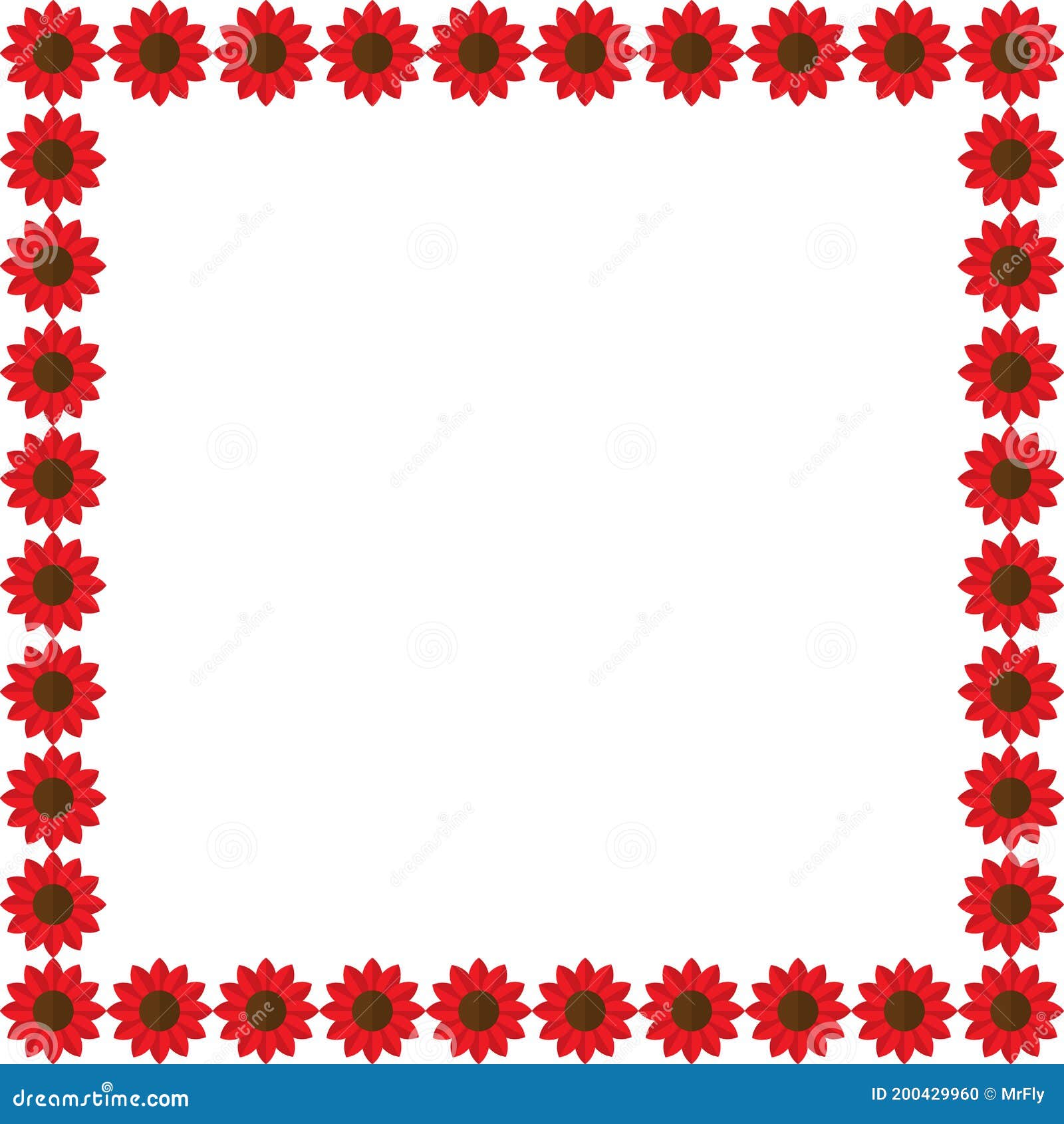 Red Bright Square Flower Frame, Isolated, Vector Illustration Stock ...