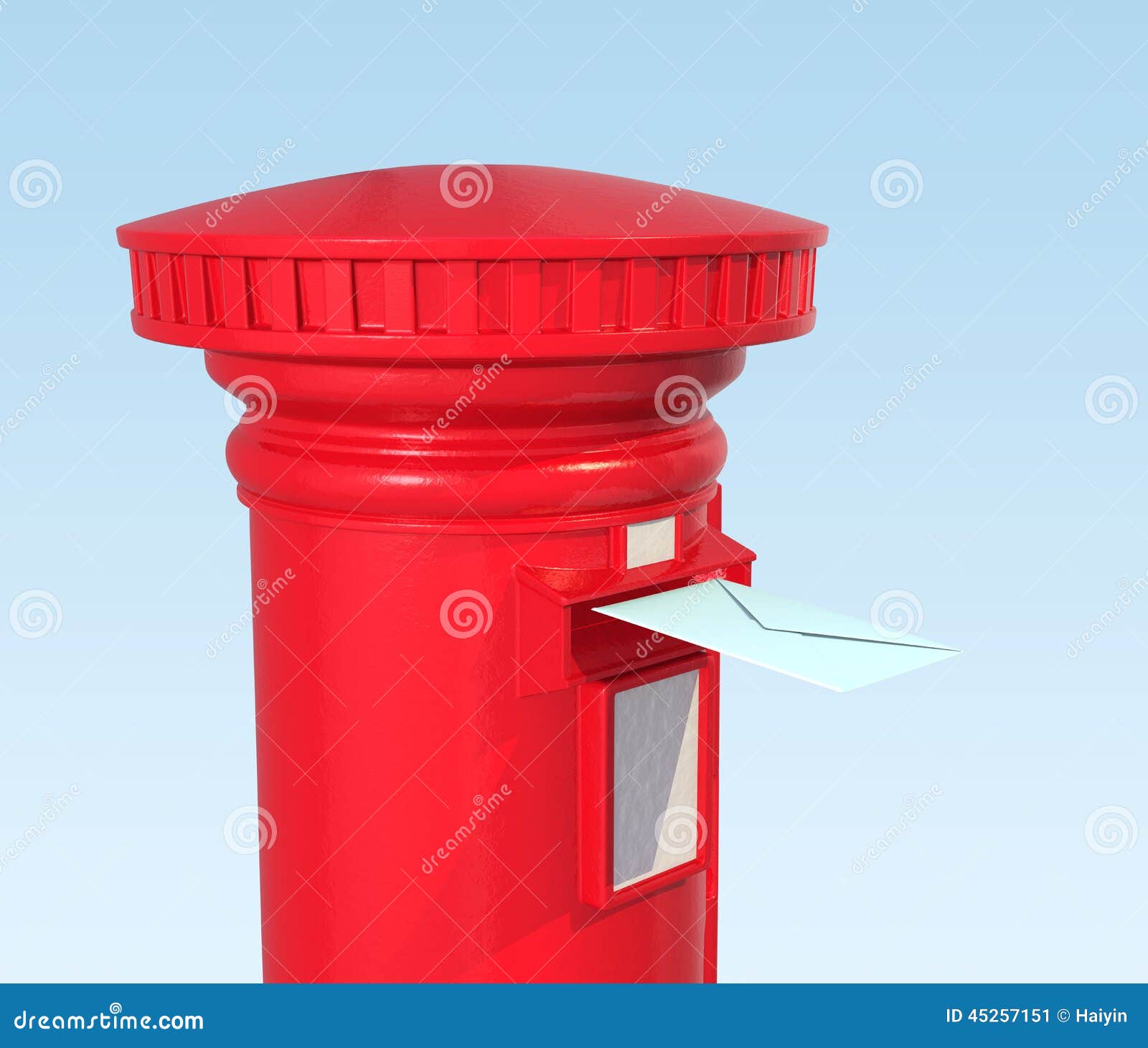 Red British Postbox on Blue Background Stock Image - Image of retro ...