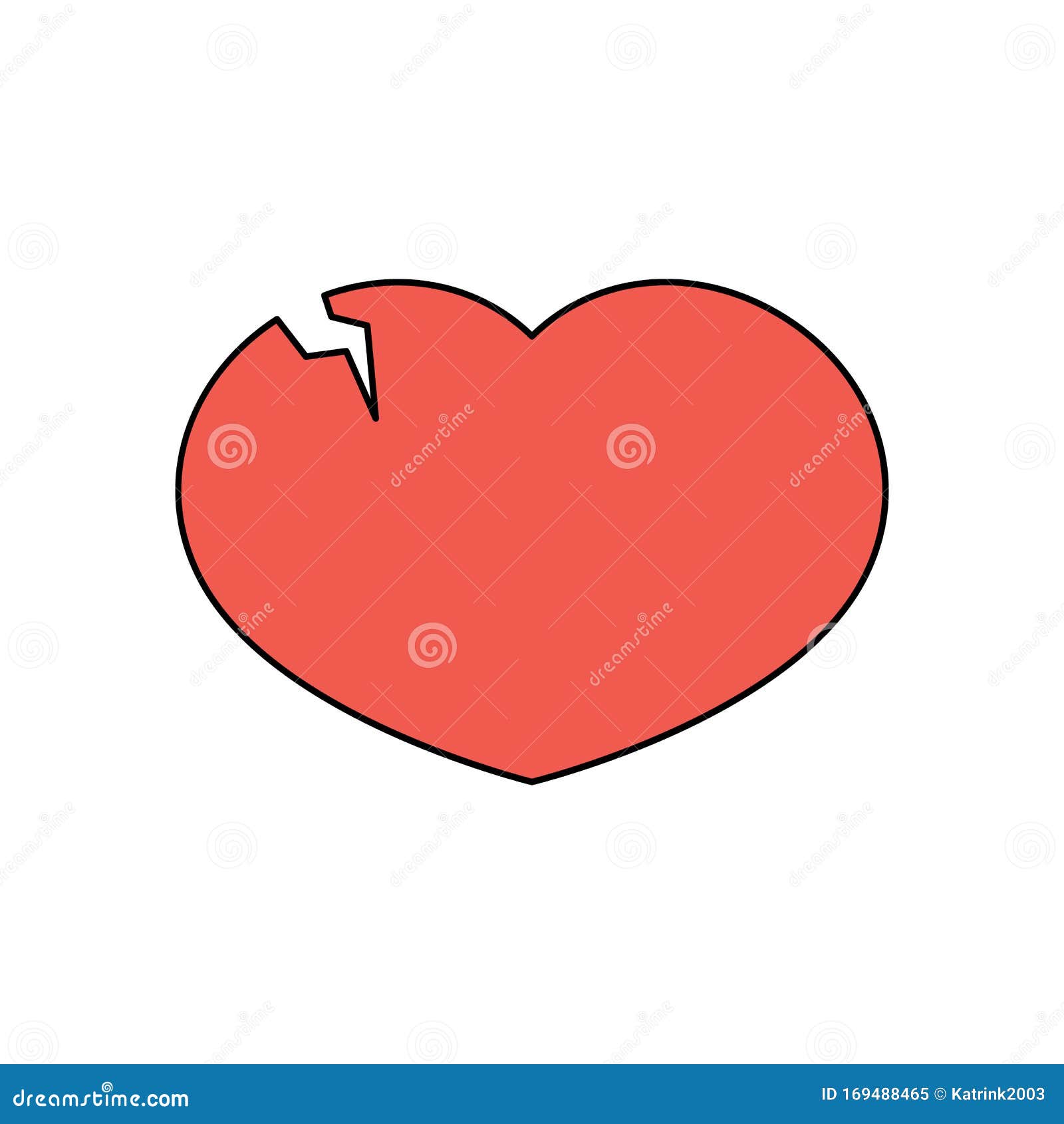 Red Broken Heart with a Crack. Vector Illustration Stock Vector ...