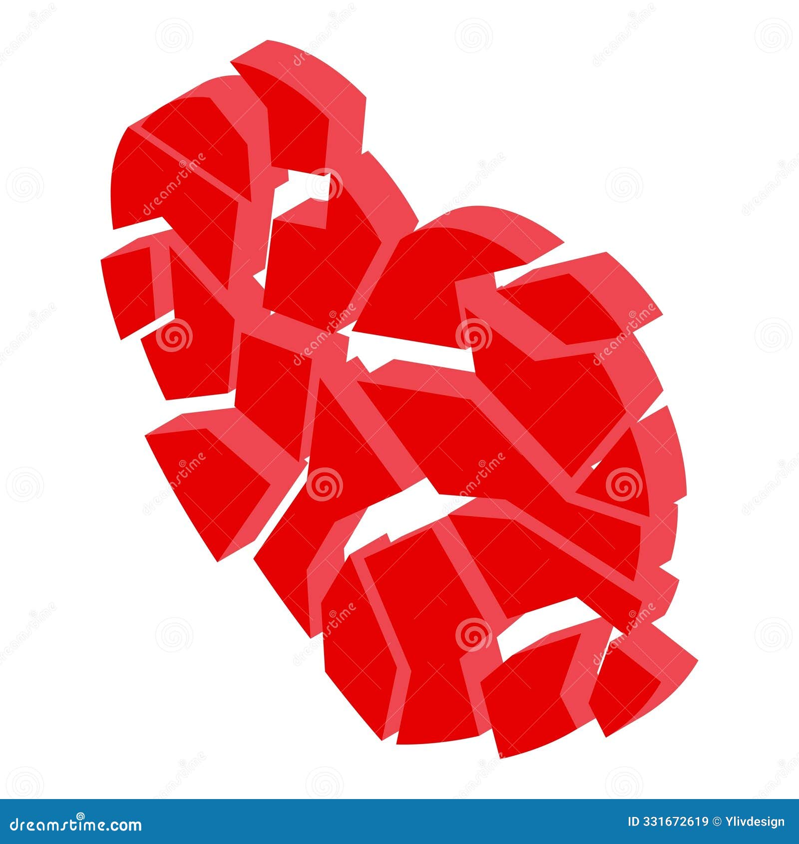 Red Broken Heart Representing Sadness and Separation Stock Vector ...