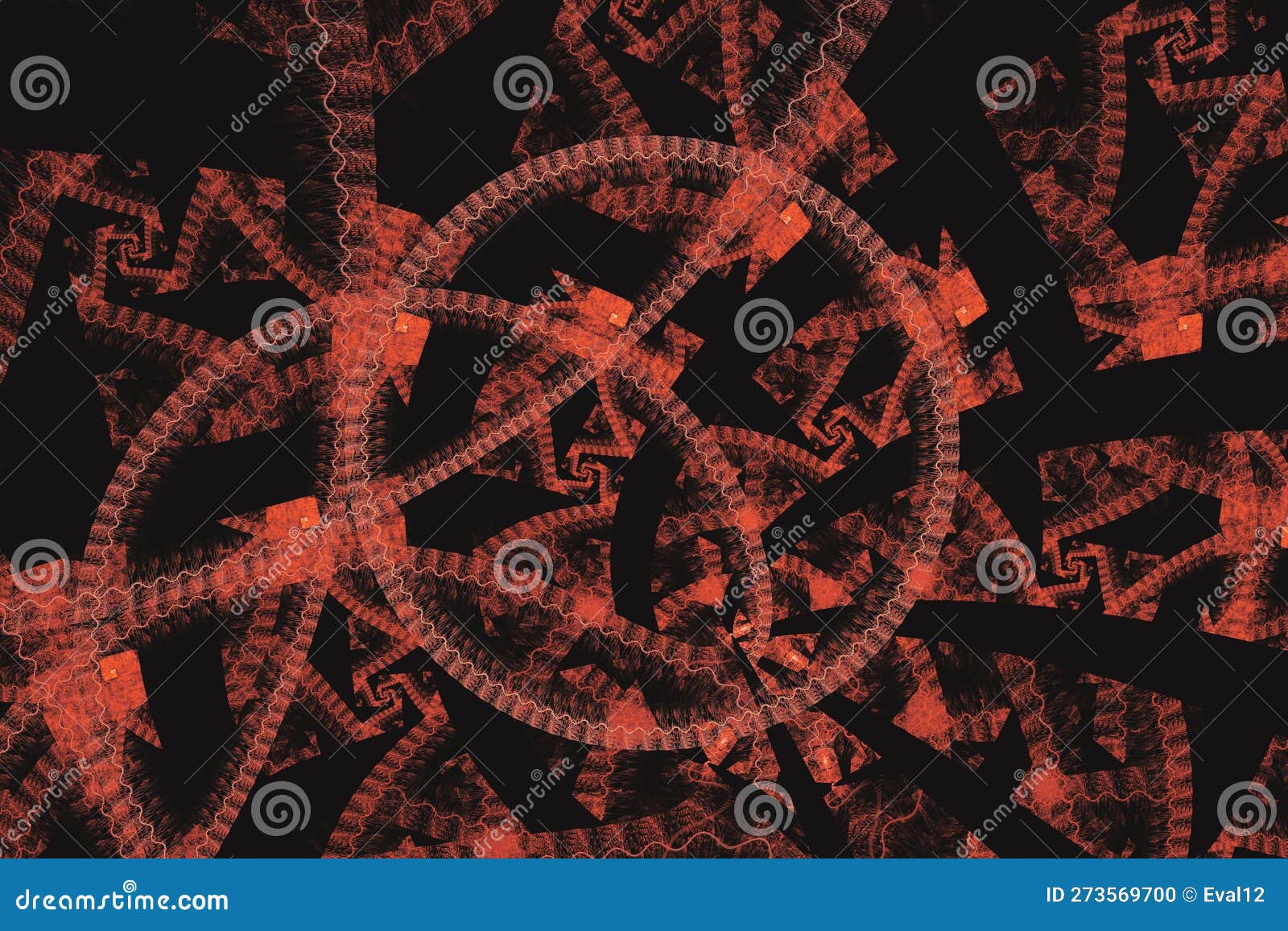 Red Broken Pattern of Curved Shapes on a Black Background. Stock ...