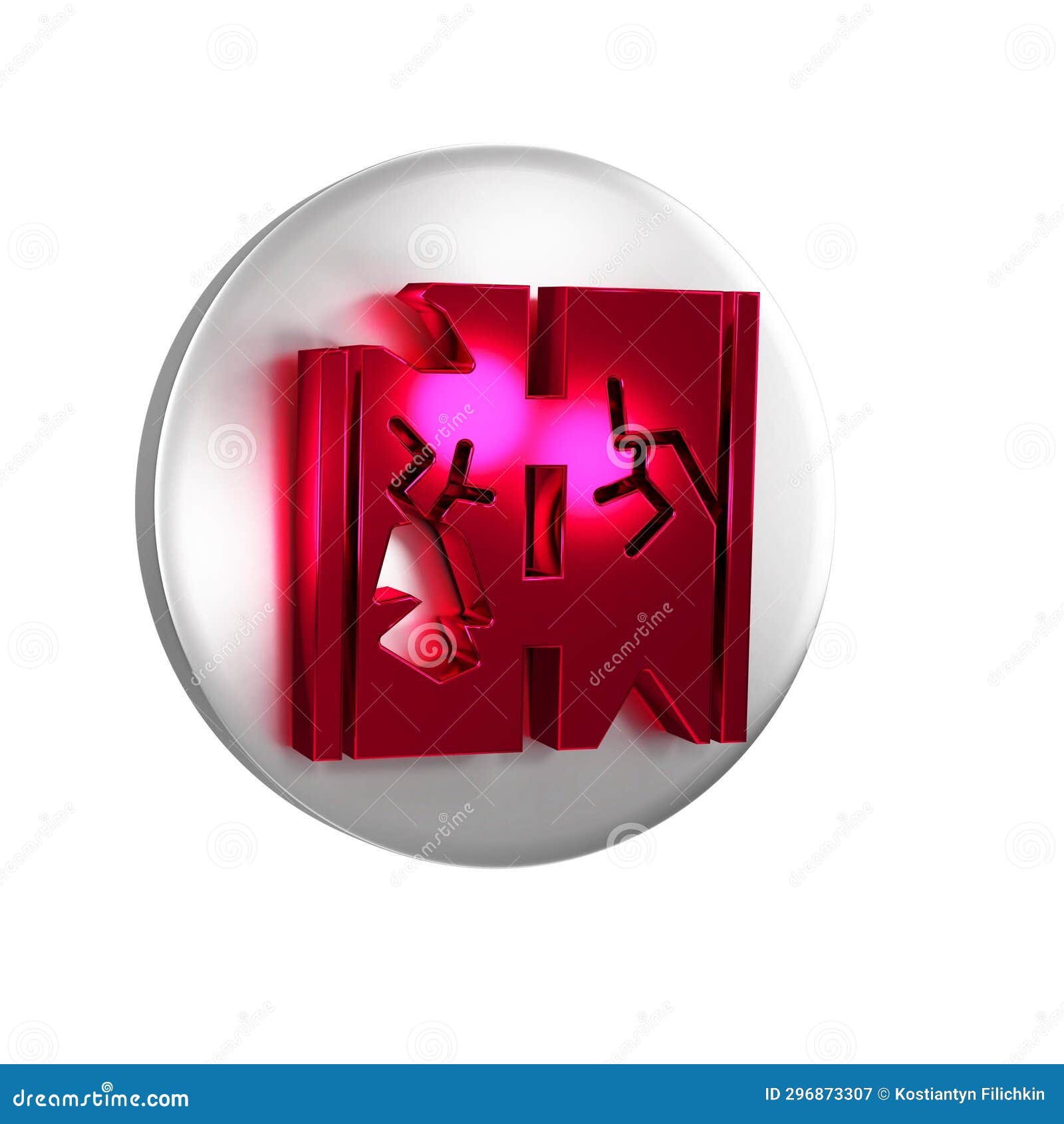 Red Broken Road Icon Isolated on Transparent Background. Silver Circle ...