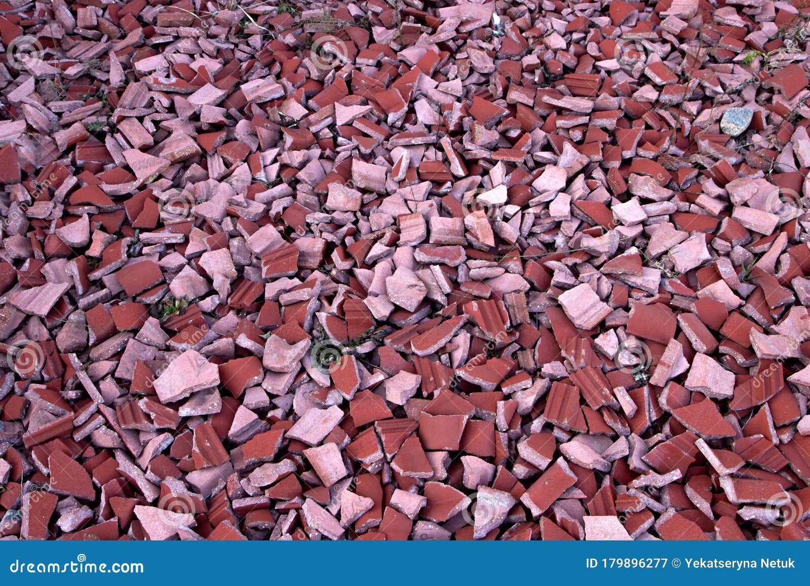 Red Broken Tiles, Slate on the Ground, Path Stock Image - Image of ...