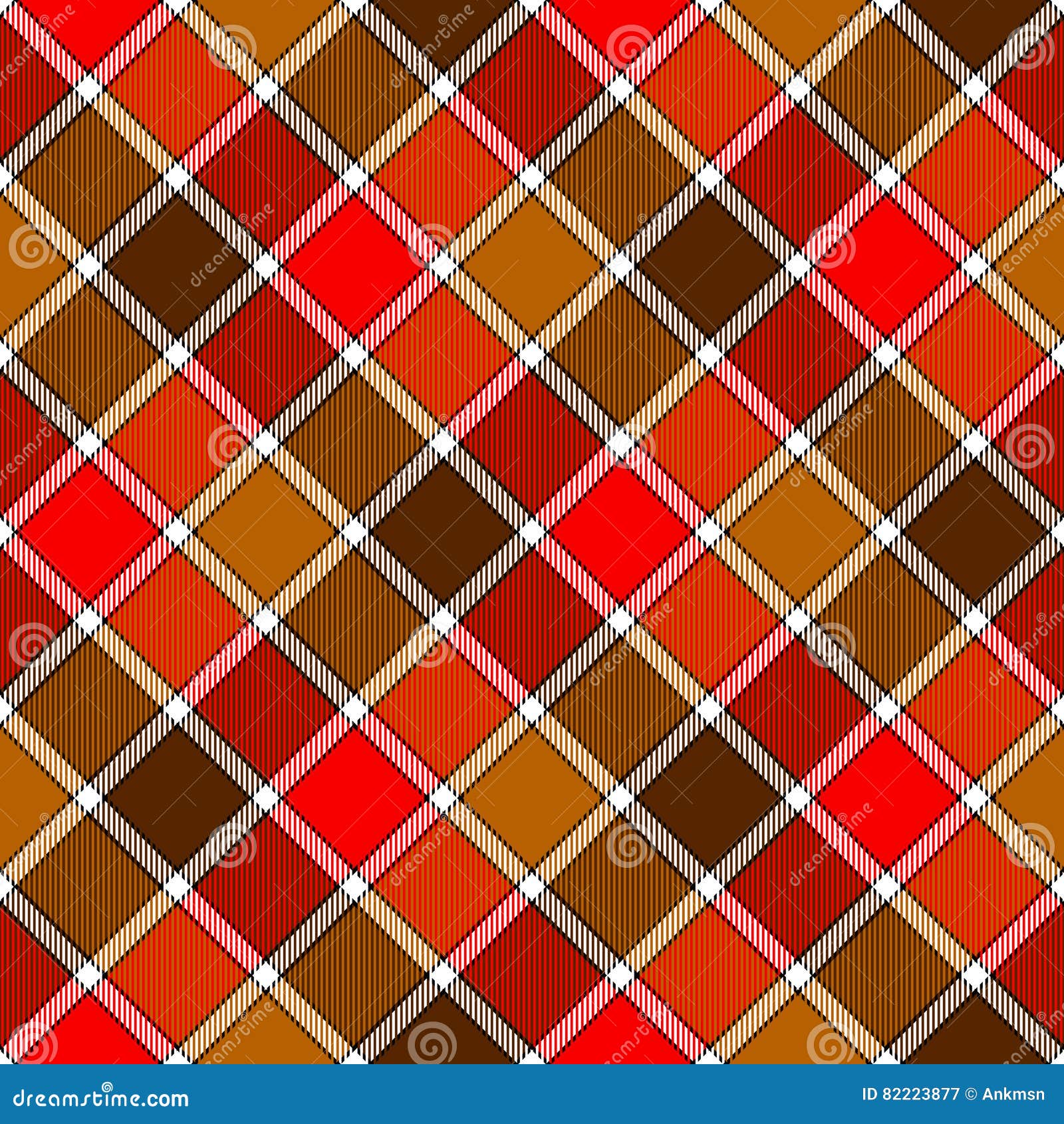 Red Brown Diagonal Check Plaid Seamless Pattern Stock Vector ...