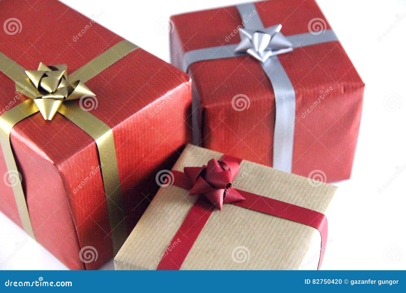Red and Brown Gift Boxes and Ribbons Stock Photo - Image of boxes, gift ...