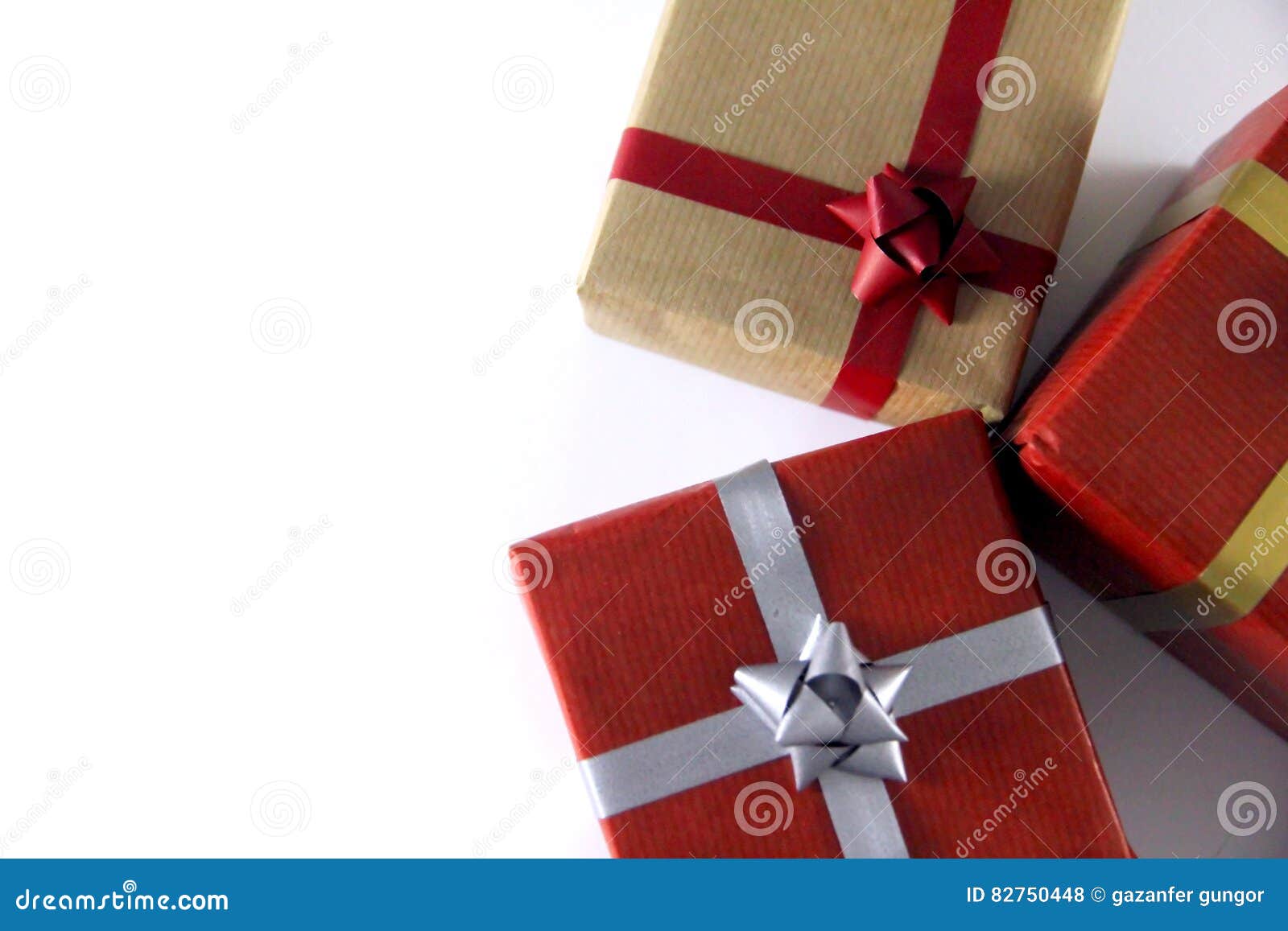 Red and Brown Gift Boxes and Ribbons Stock Photo - Image of gift ...