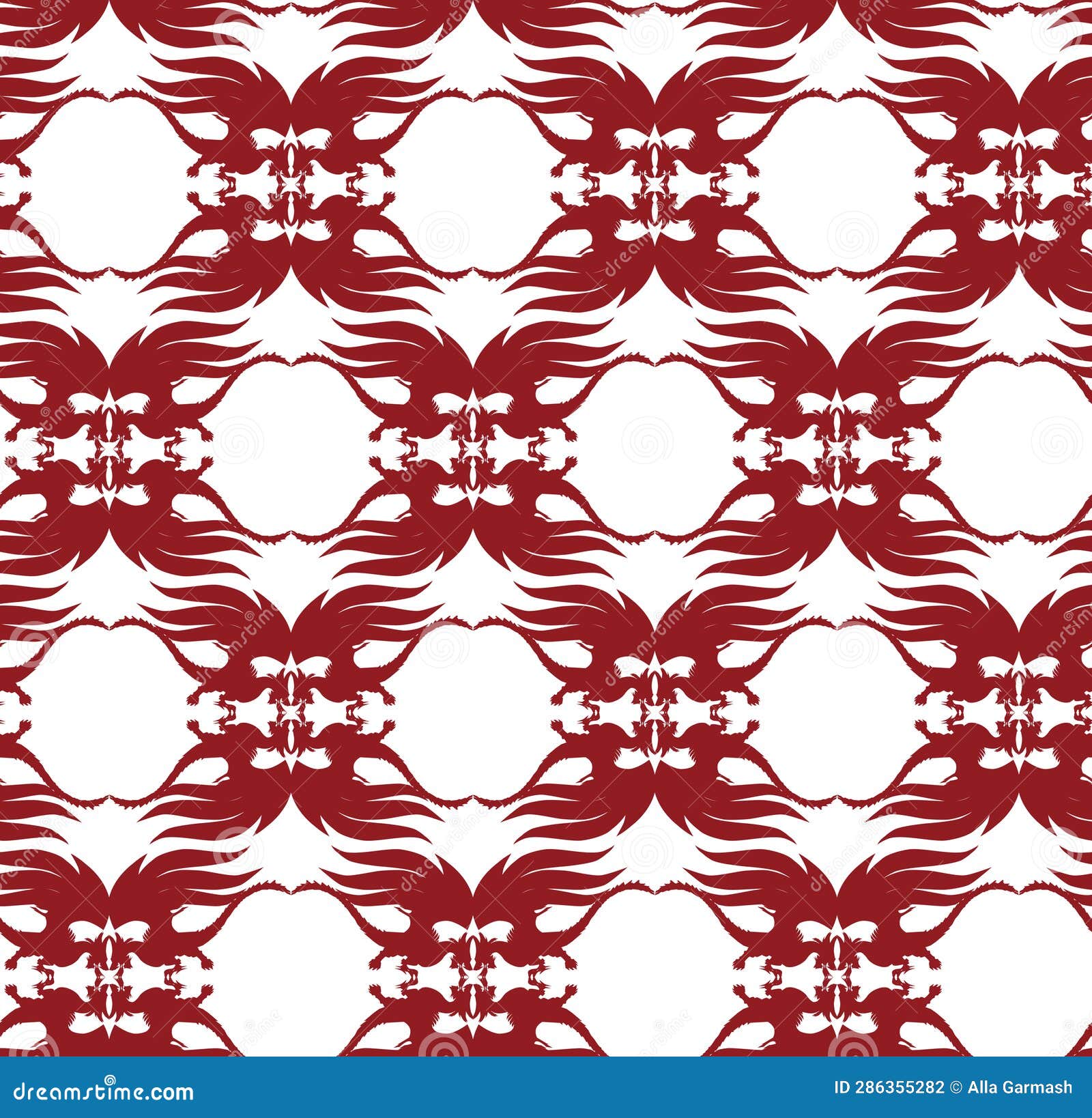 Pattern With Dragons On A Black Background. Red Dragon Wings Magic ...