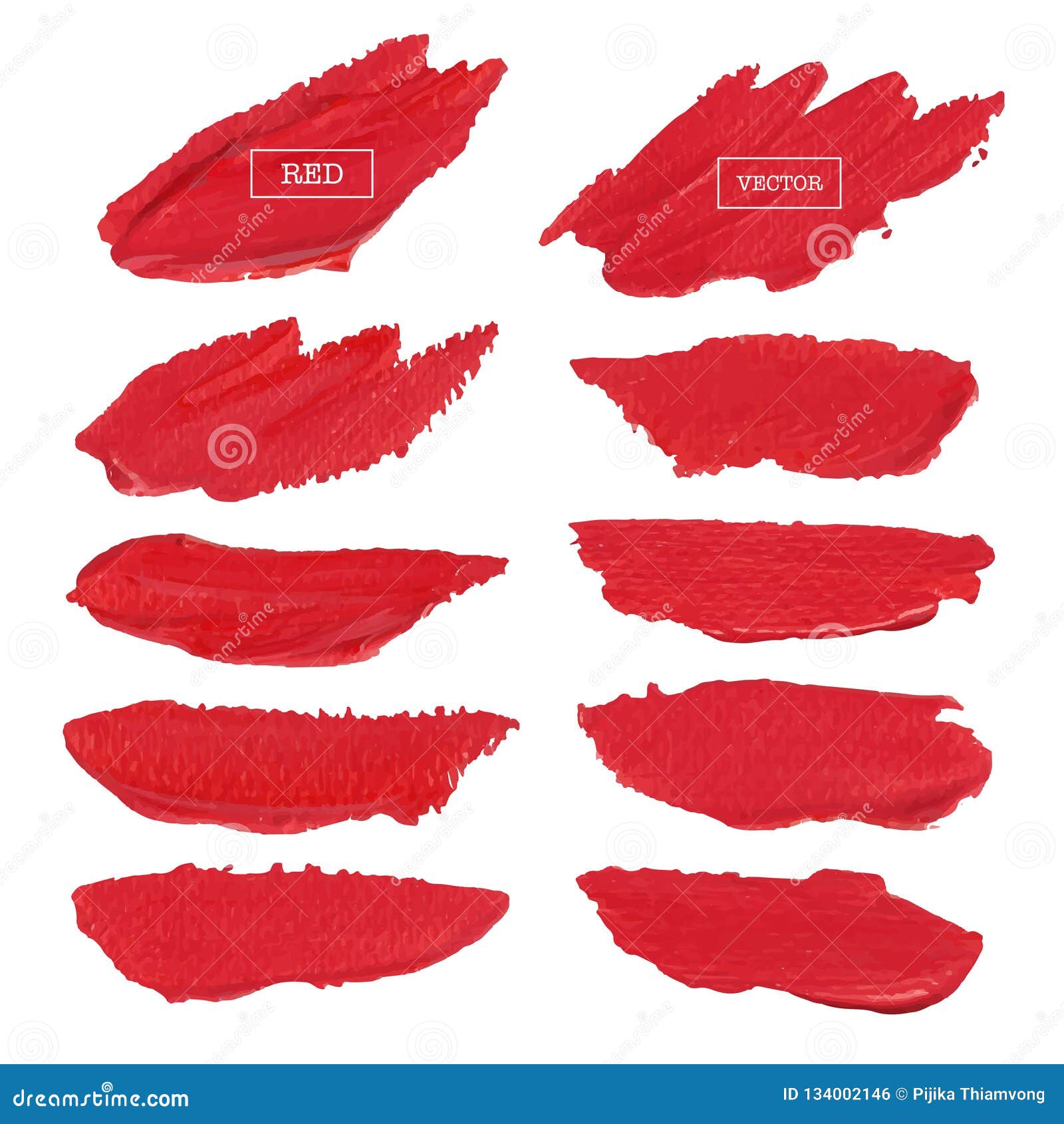 Red Brush Stroke Isolated on White Background. Stock Vector ...