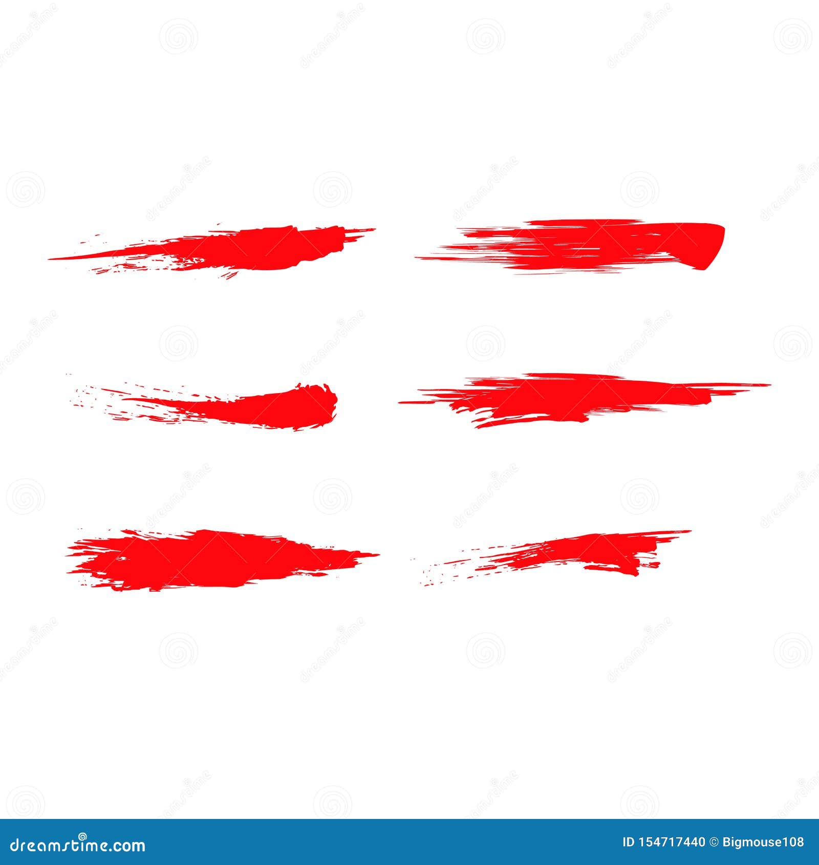 Red Brush Trace Texture Paint Set on a White. Vector Stock Vector ...