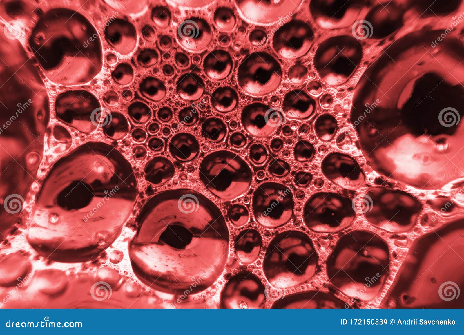 Red Bubble Pattern As a Foam Structure on a Liquid Surface Stock Image ...