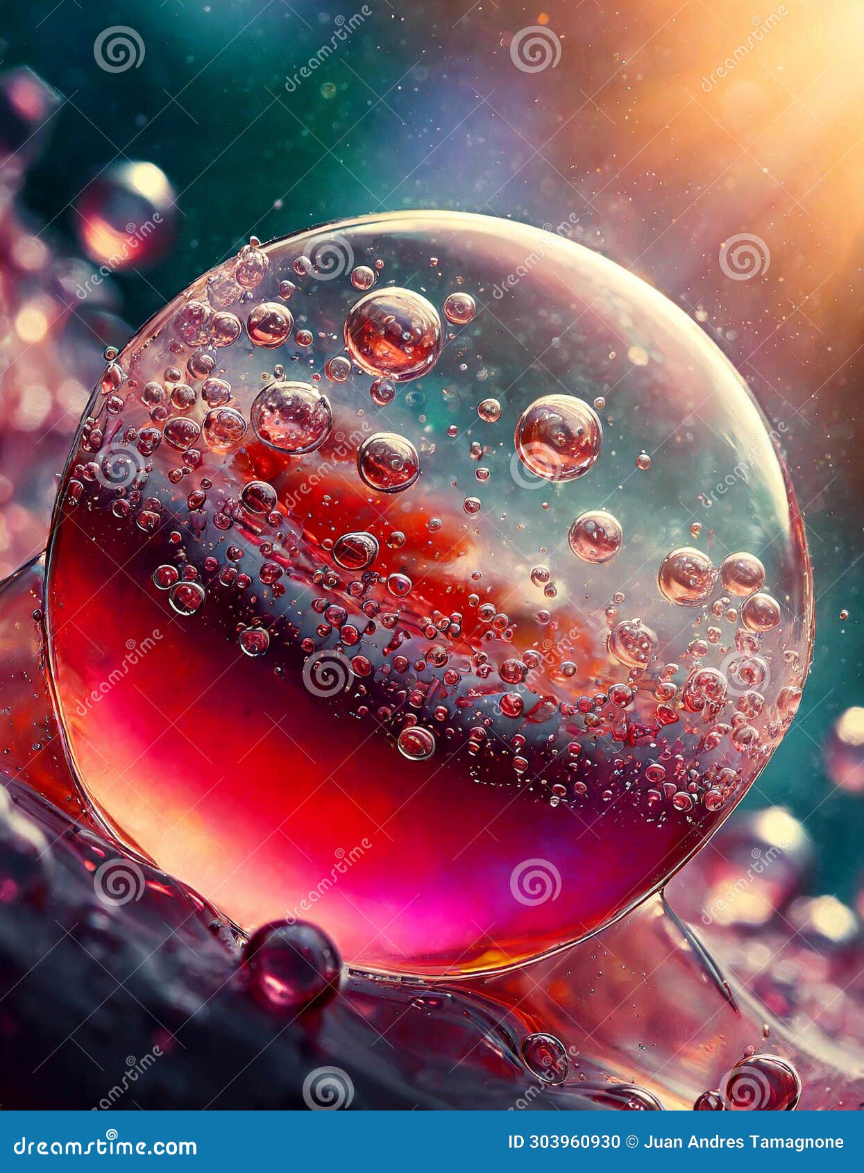 Red bubbles at the void stock photo. Image of composition - 303960930