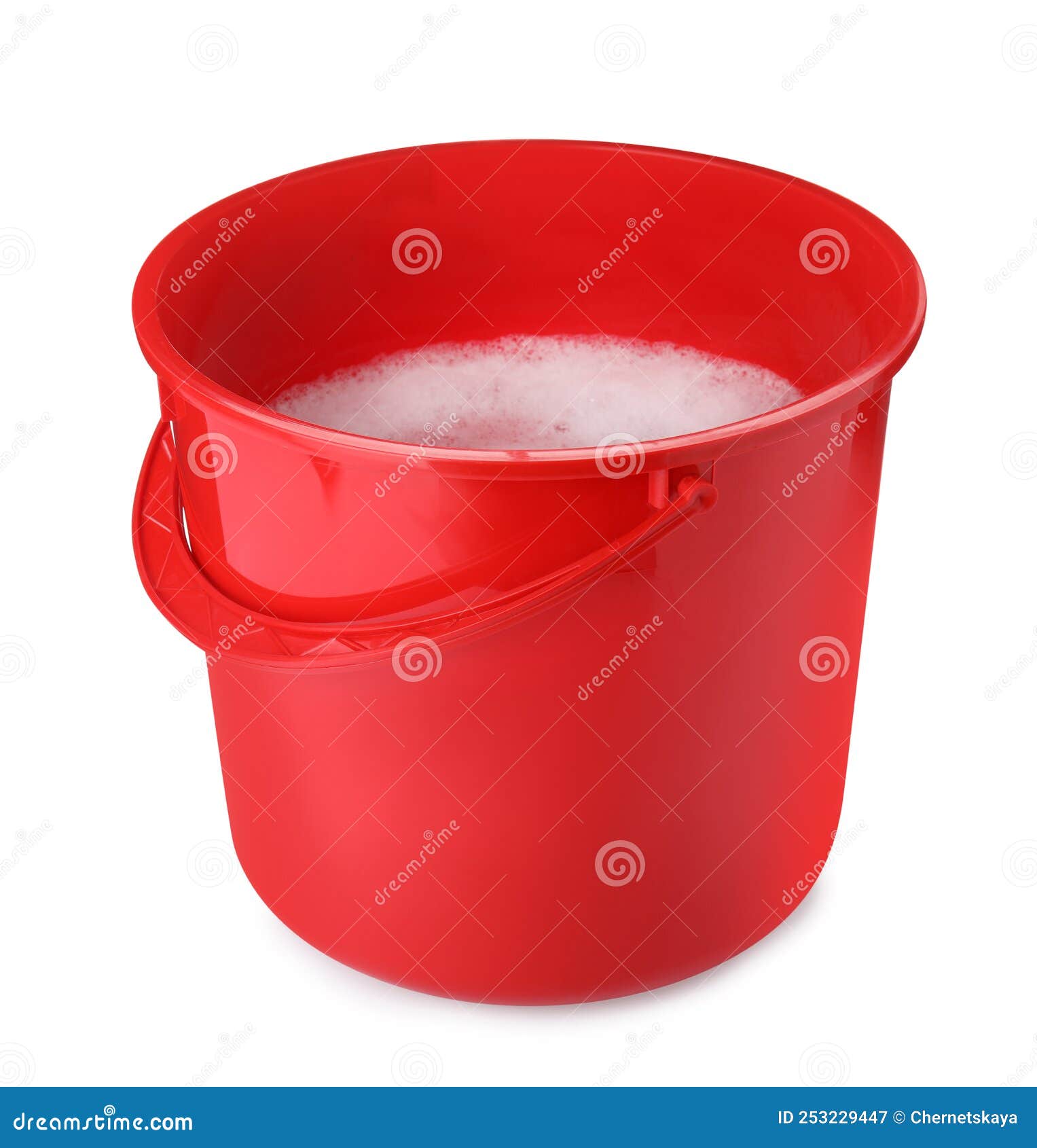 Red Bucket with Detergent Isolated on White Stock Image - Image of ...
