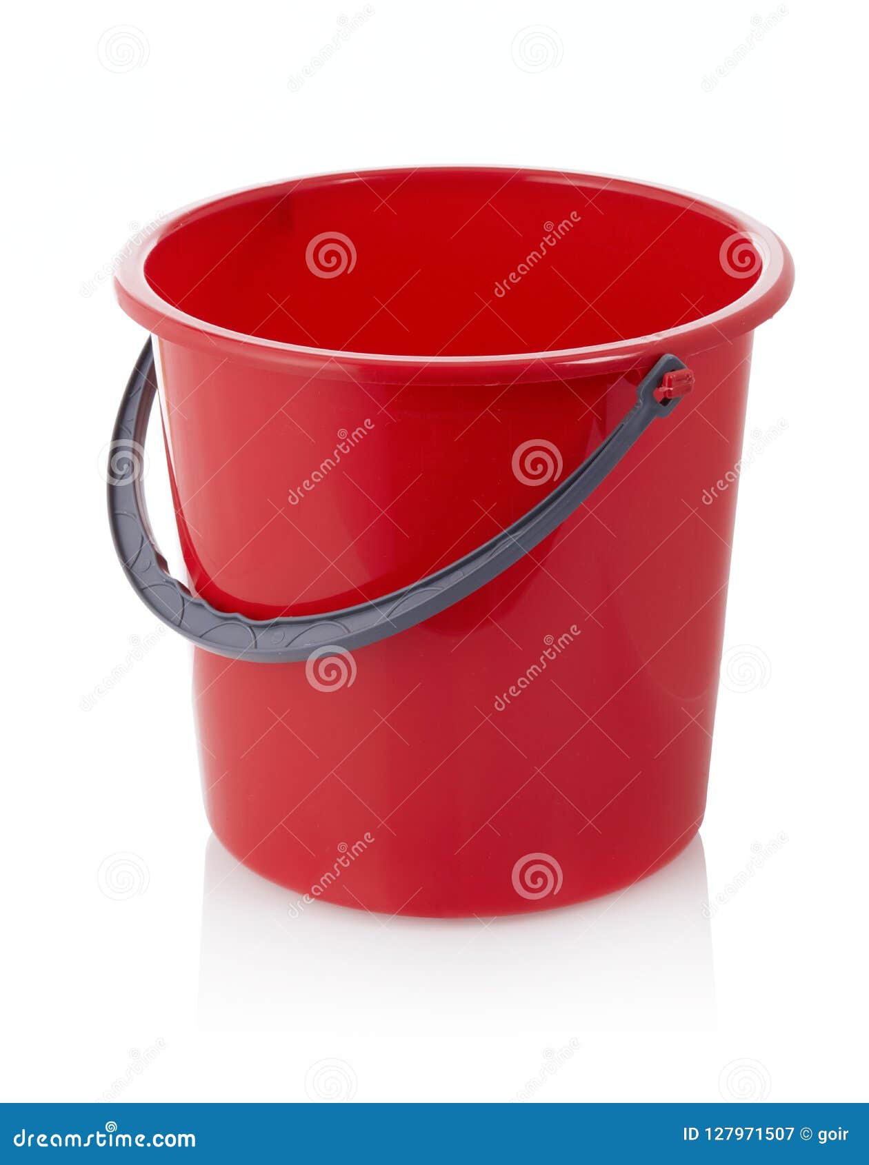 Red bucket on white stock image. Image of silver, bucket - 127971507