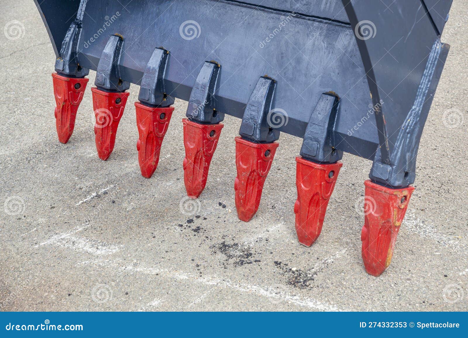 Red bucket teeth stock image. Image of machine, backhoe - 274332353