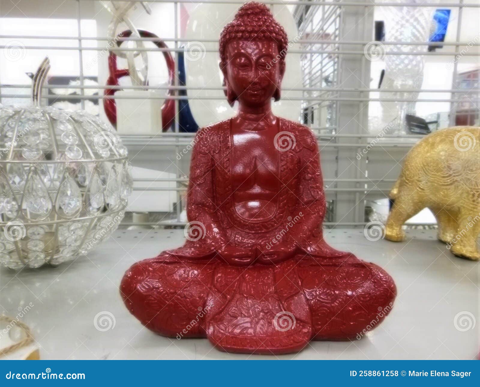 Red Buddha stock photo. Image of monument, figurine - 258861258