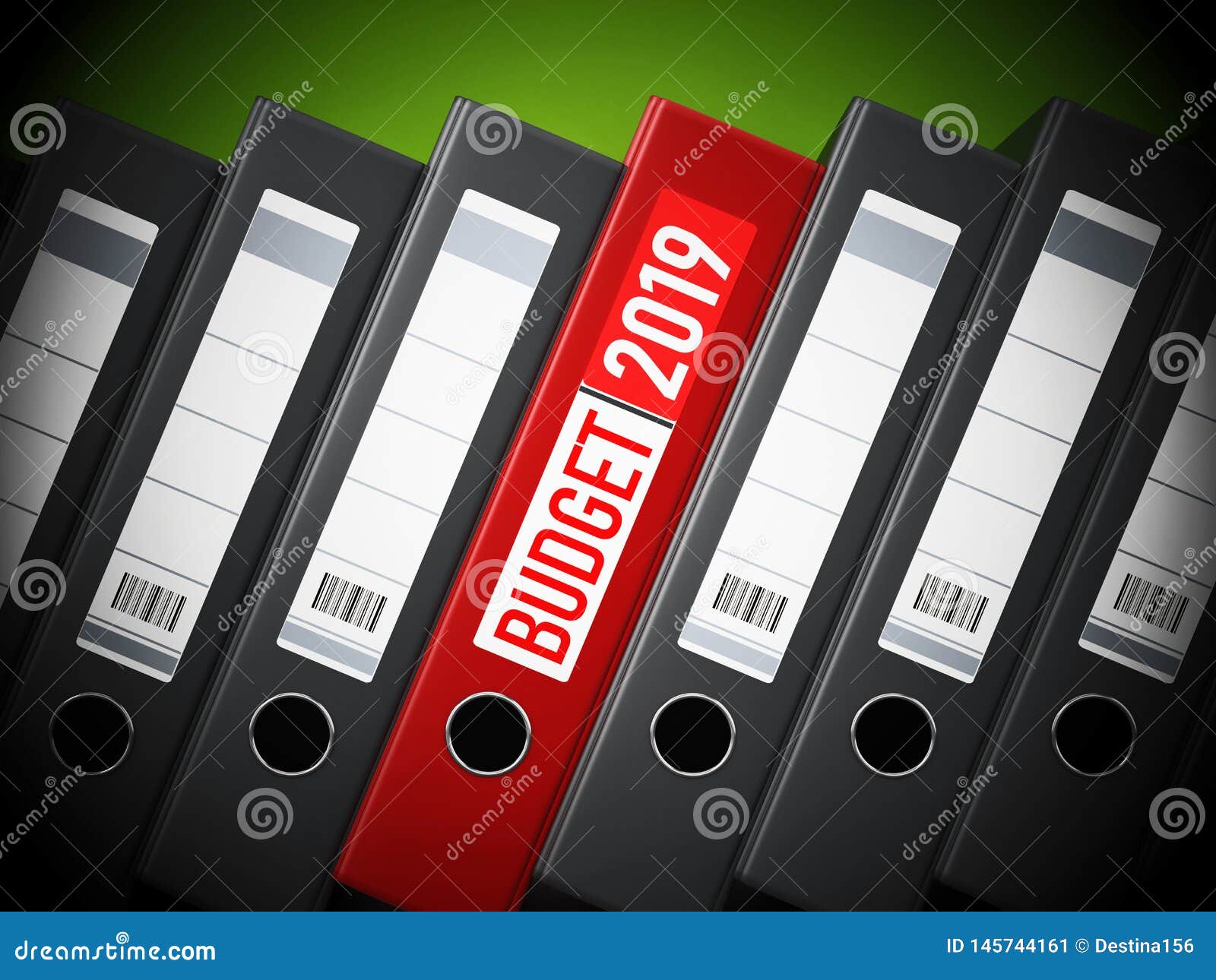 Red 2019 Budget Folder between Black Folders. 3D Illustration Stock ...