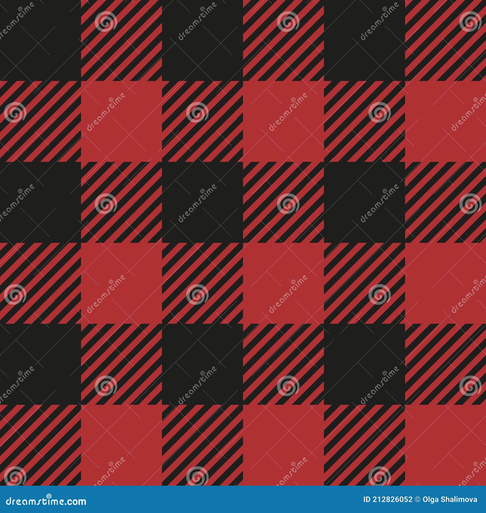 Red Buffalo Check Plaid Seamless Pattern Classic Style Red and Black ...