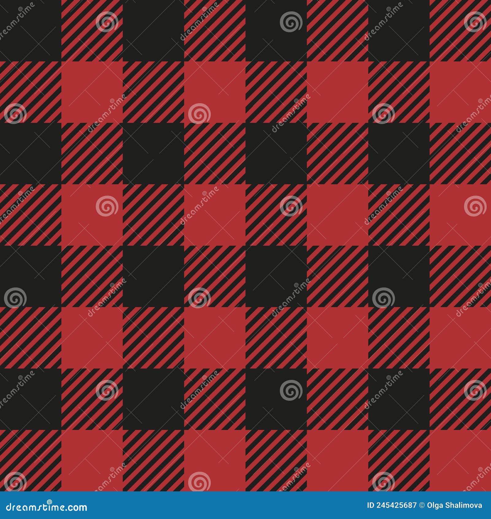 Red Buffalo Check Plaid Seamless Pattern Classic Style Red and Black ...