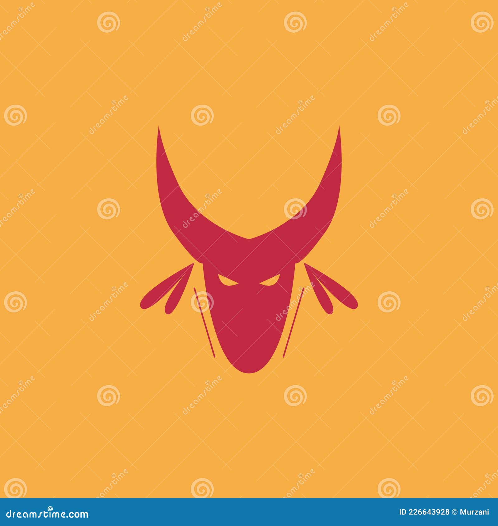 Red Buffalo Logo Isolated on a Yellow Background Stock Vector ...