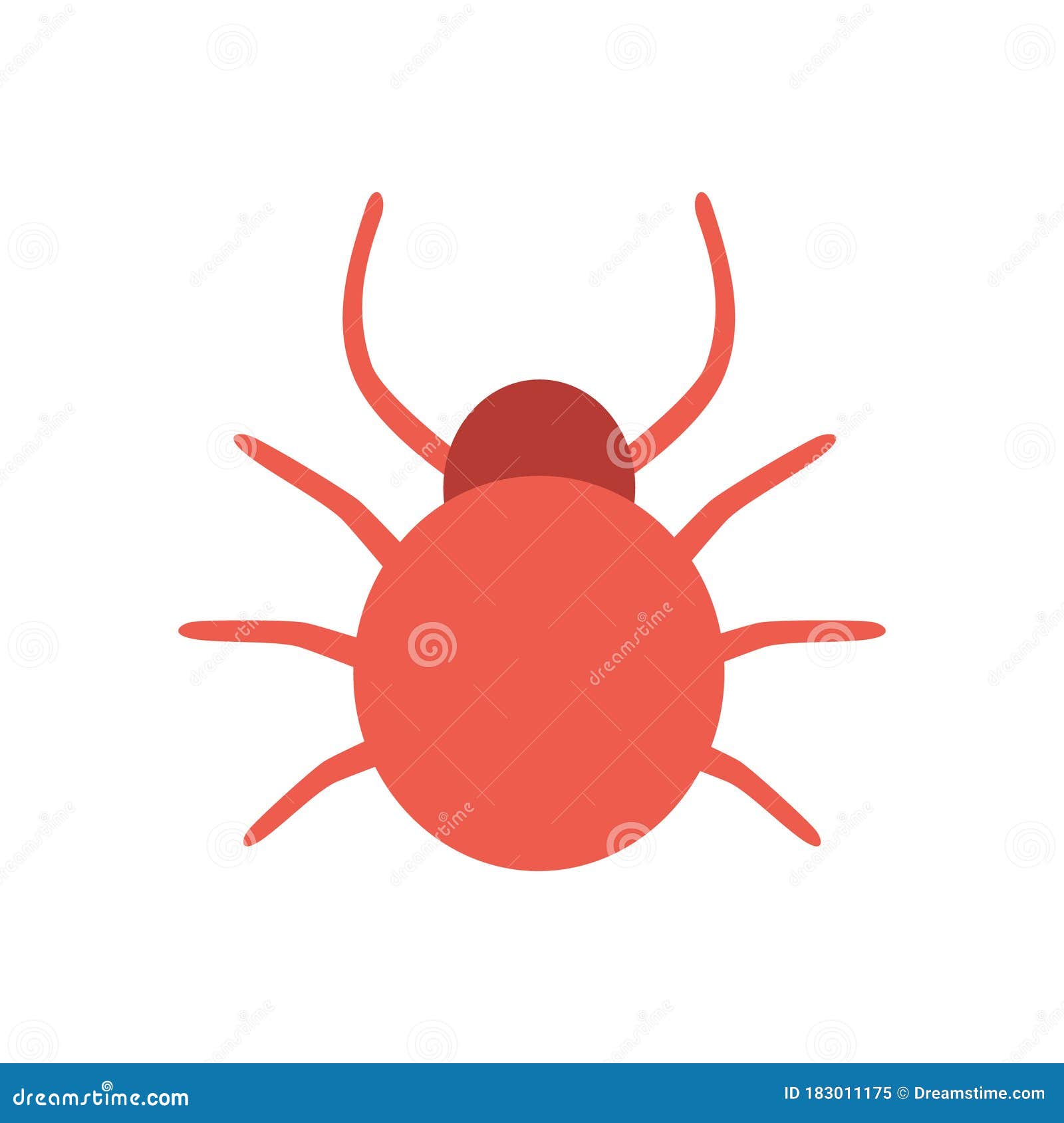 Red Bug on White Background. Vector Illustration in Trendy Flat Style ...