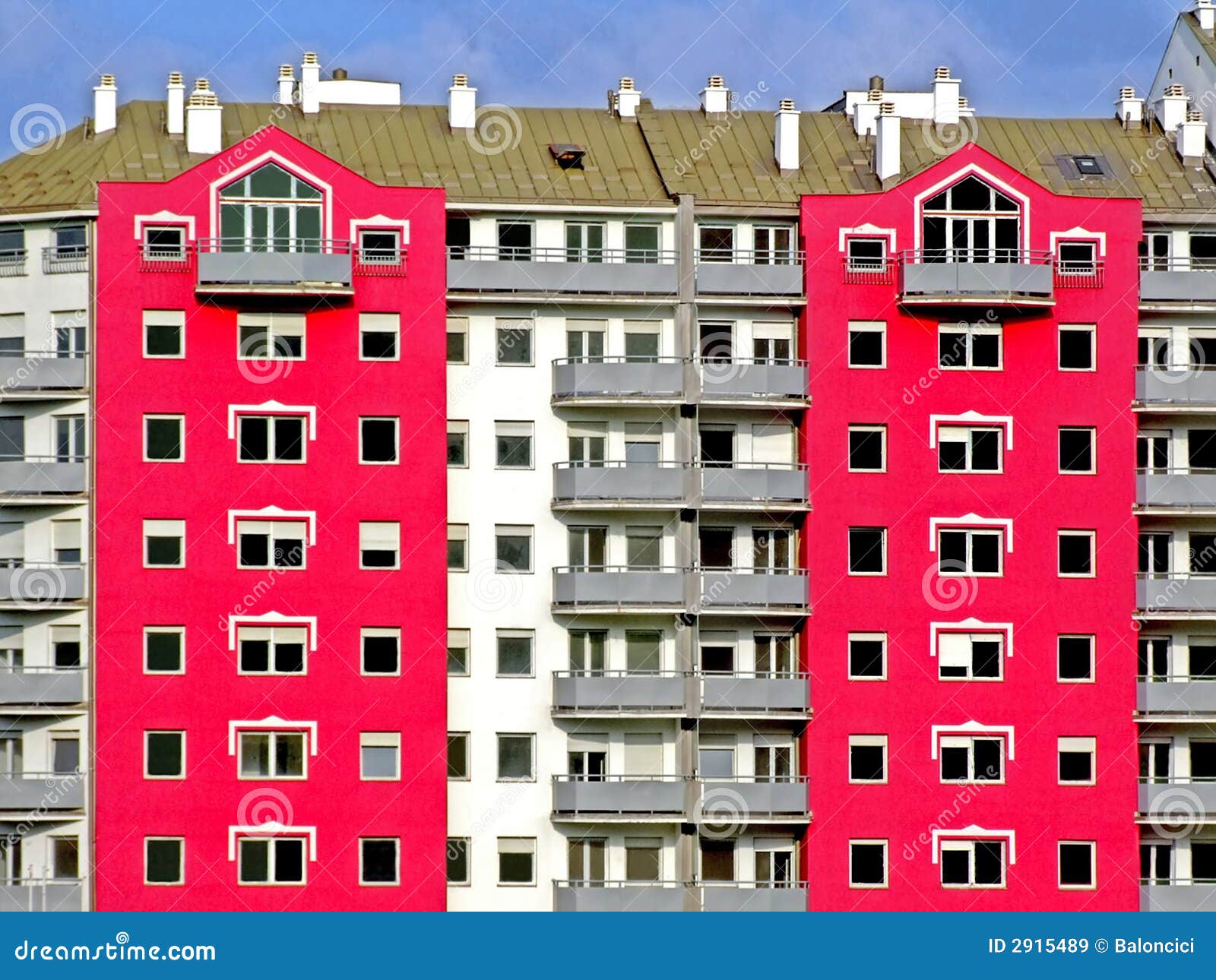 Red building stock image. Image of exterior, block, vibrant - 2915489