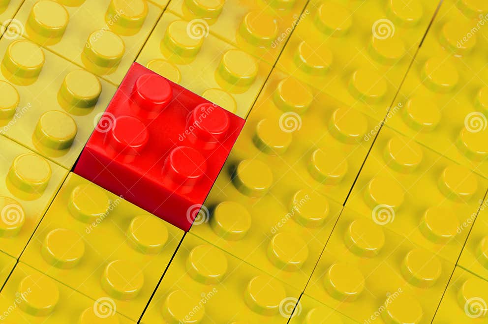Red Building Block in Yellow Stock Photo - Image of compatible, block ...