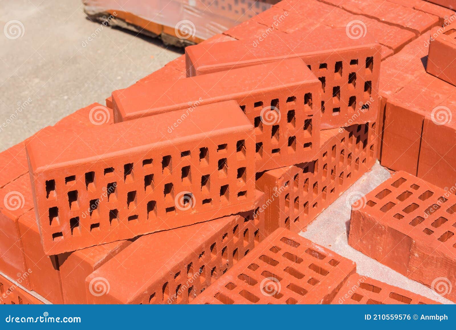 Red Building Bricks on the Pallet on an Outdoor Warehouse Stock Photo ...