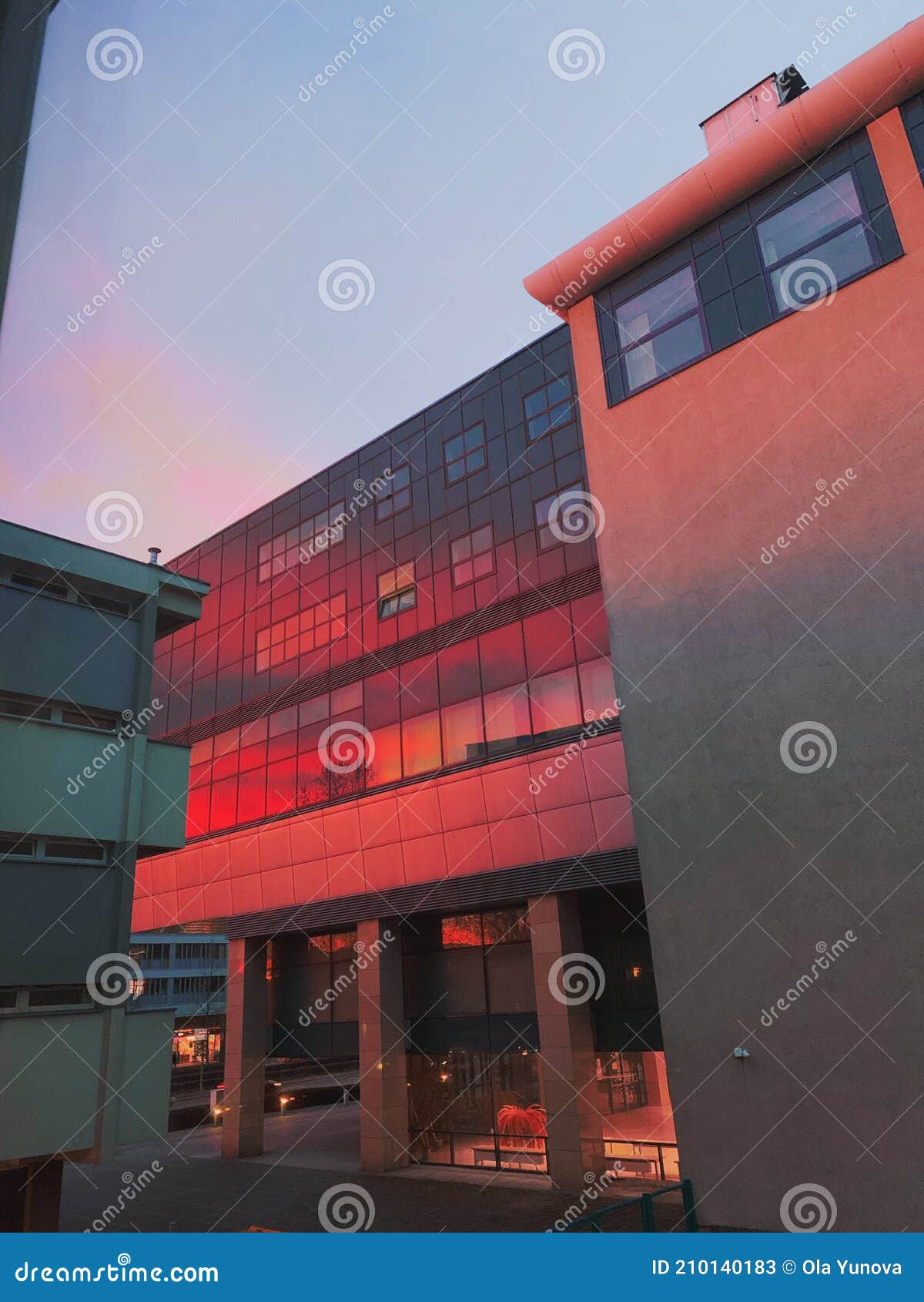 Red building stock image. Image of house, building, evening - 210140183
