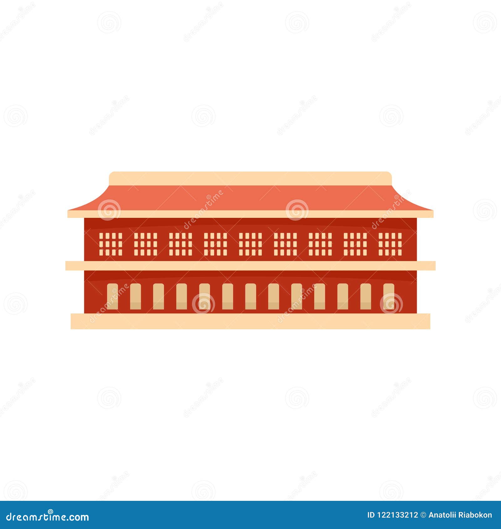Red Building Icon, Flat Style Stock Vector - Illustration of icon ...