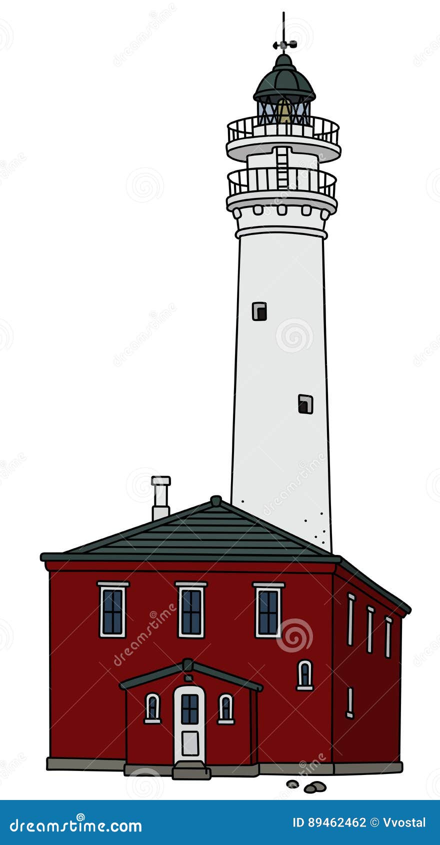 Red Building and Lighthouse Stock Vector - Illustration of lantern ...