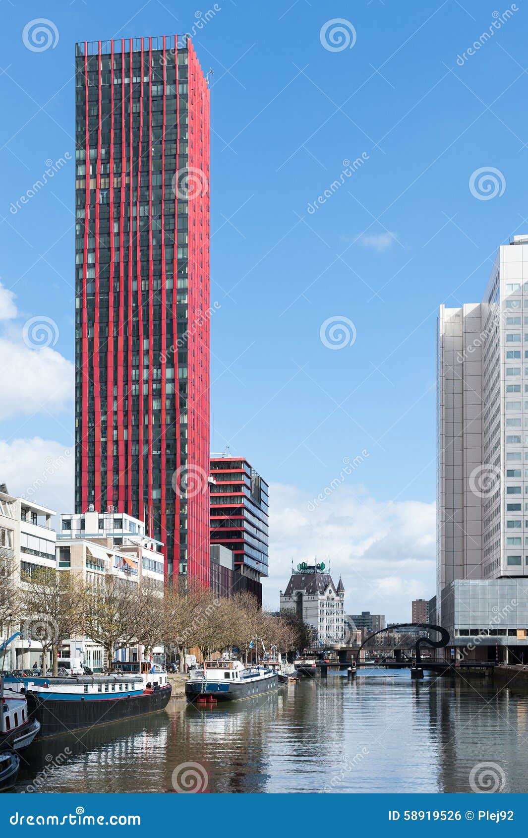 Red building Rotterdam editorial photo. Image of channel - 58919526