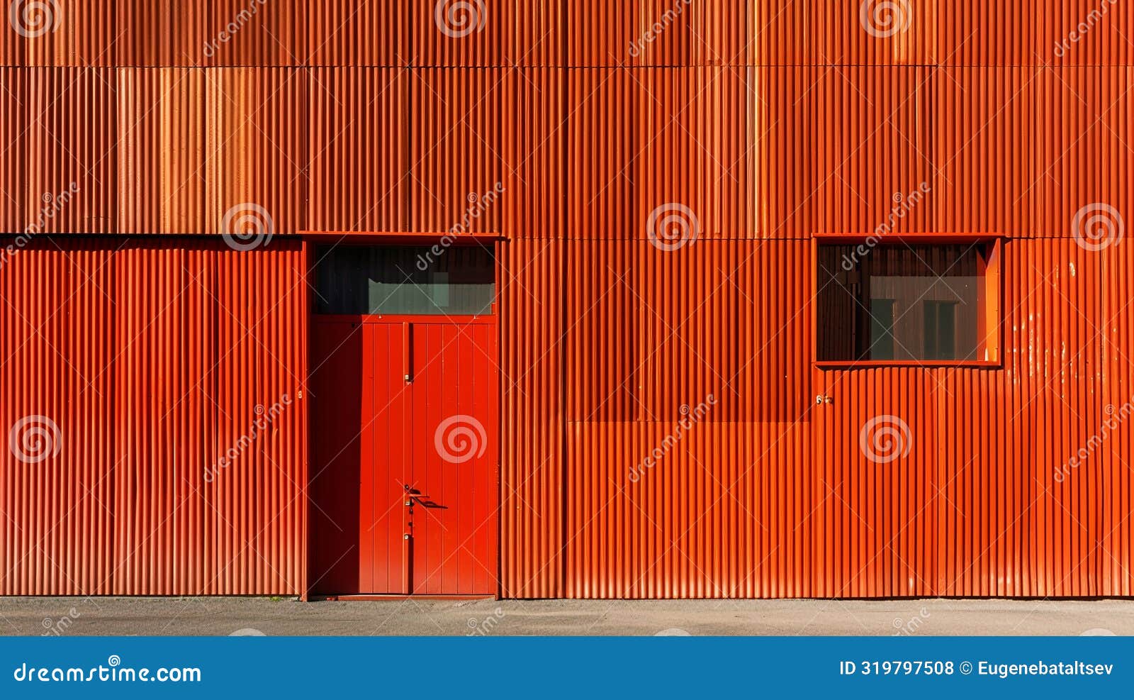 Red Building with Two Red Doors and Windows, Standing Prominently in ...