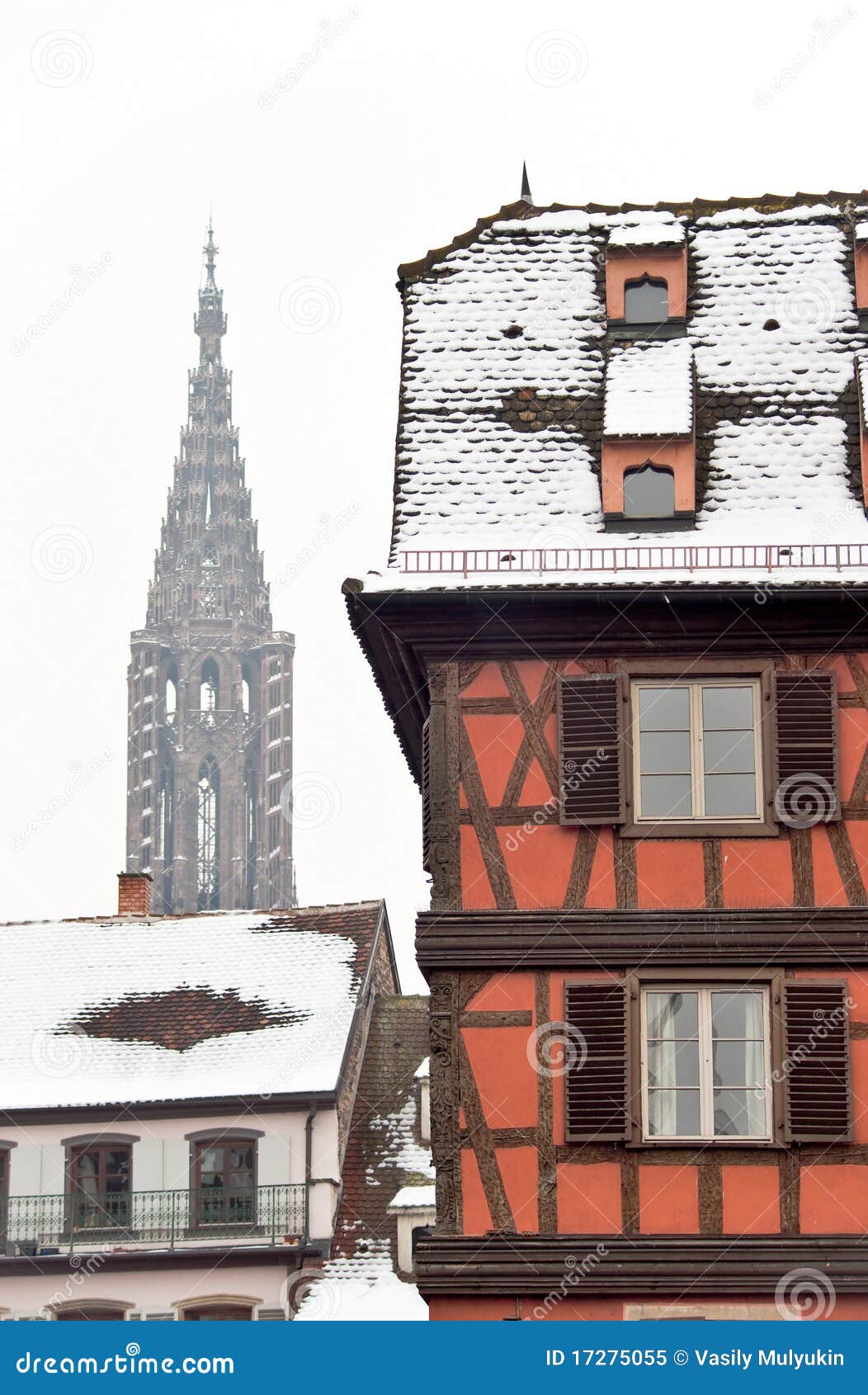 Red Building in Winter Strasbourg Stock Image - Image of strasbourg ...