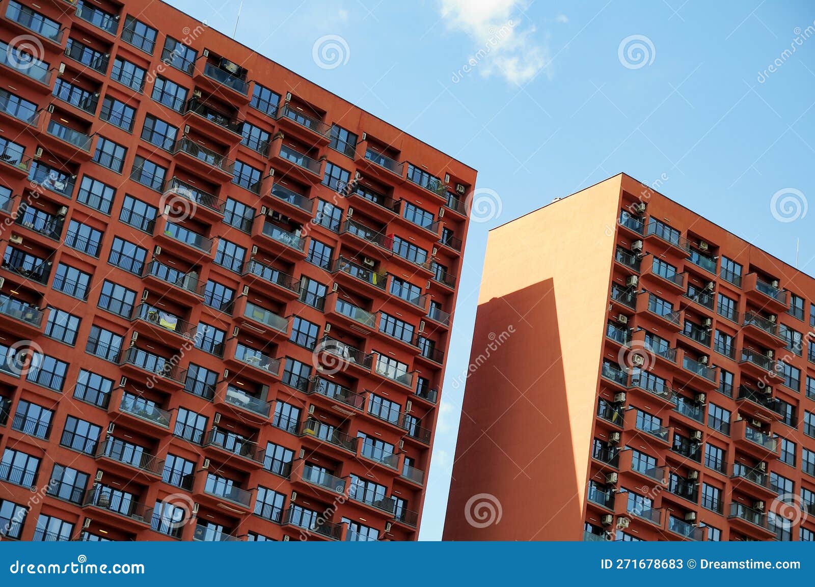 Red buildings with shadow stock image. Image of painted - 271678683