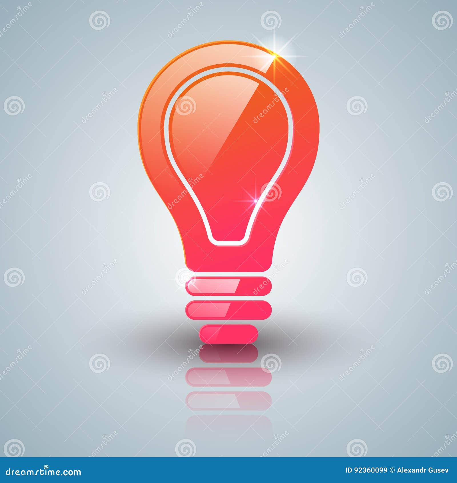Red Bulb Icon with White Background. Stock Vector - Illustration of ...