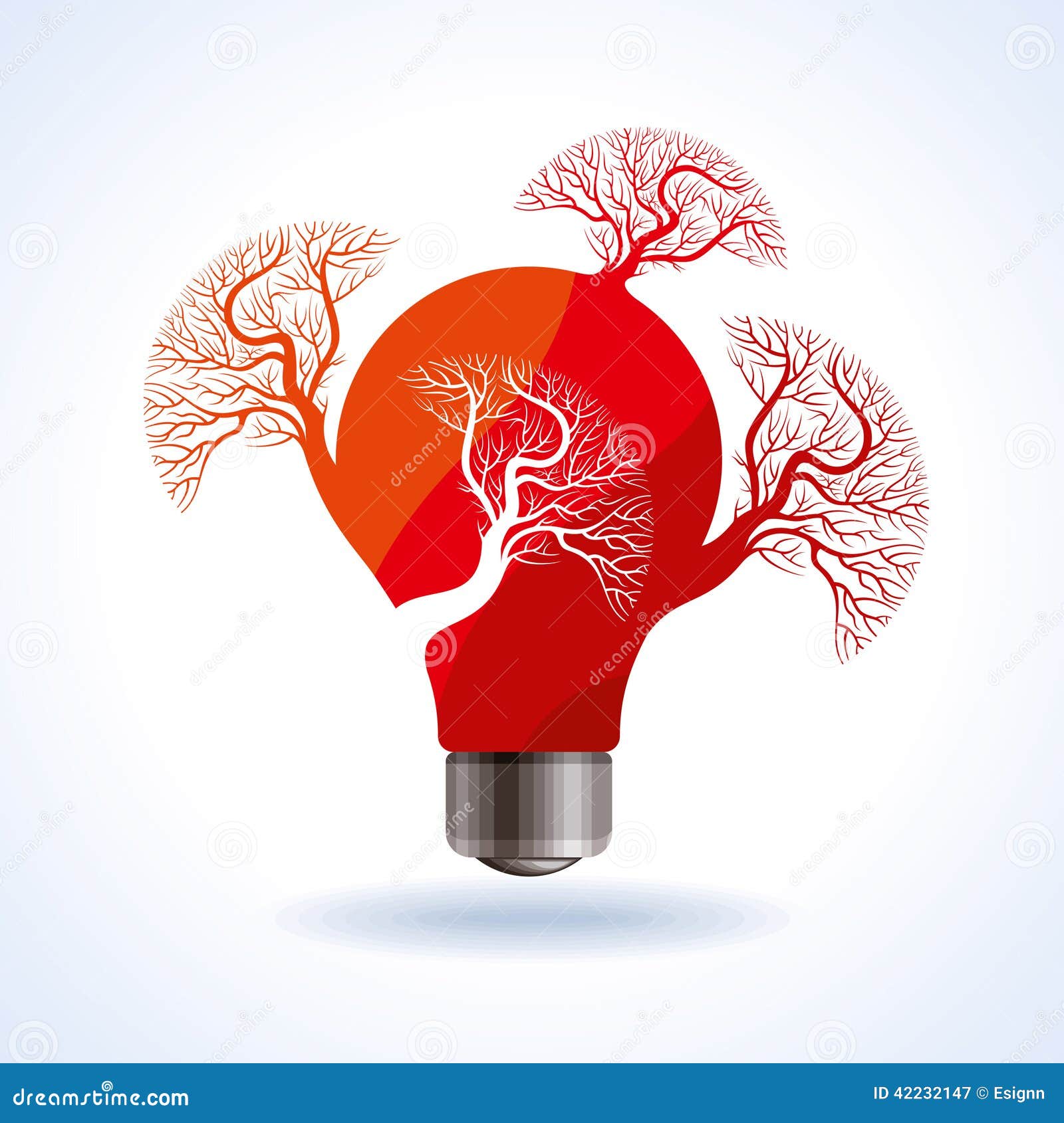 Red Bulb with Tree, an Environmental Idea Stock Vector - Illustration ...