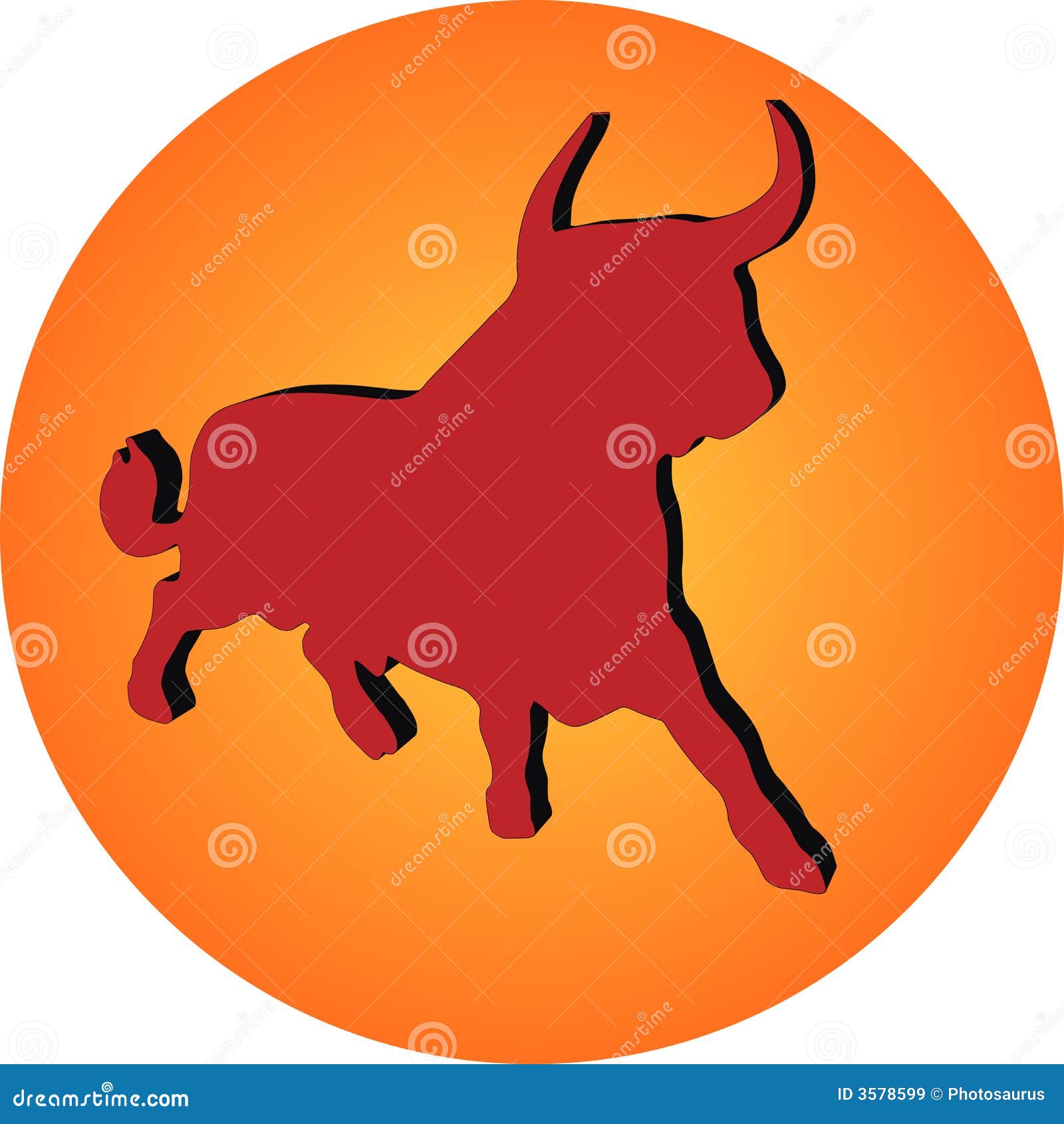Red Bull On Gradient Circle Stock Image | CartoonDealer.com #3578599