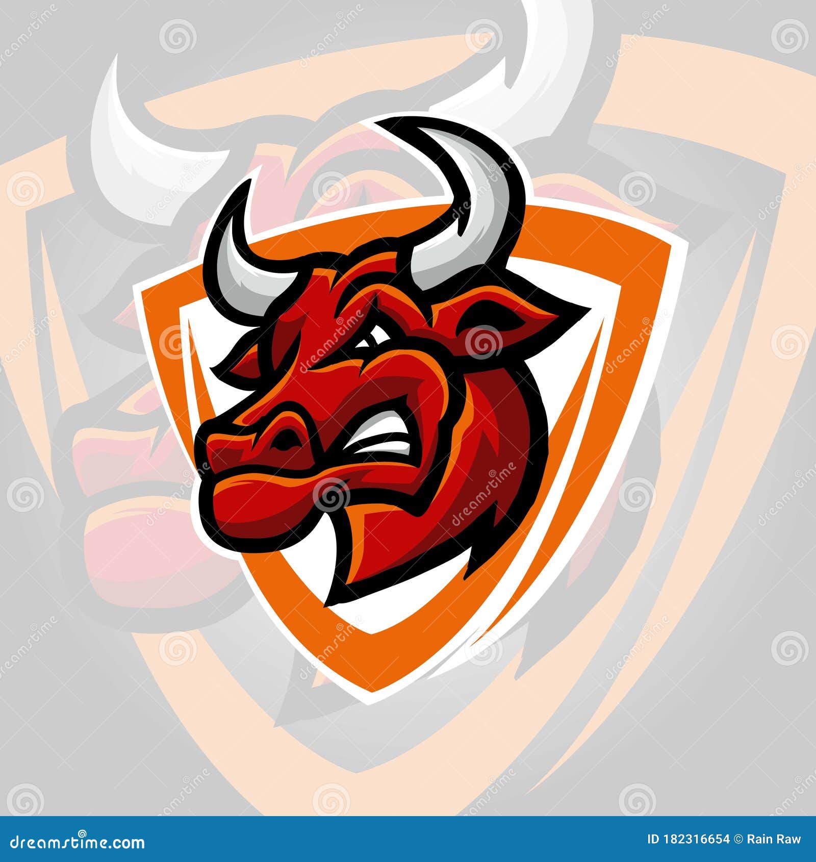 Red bull angry head stock vector. Illustration of frame - 182316654
