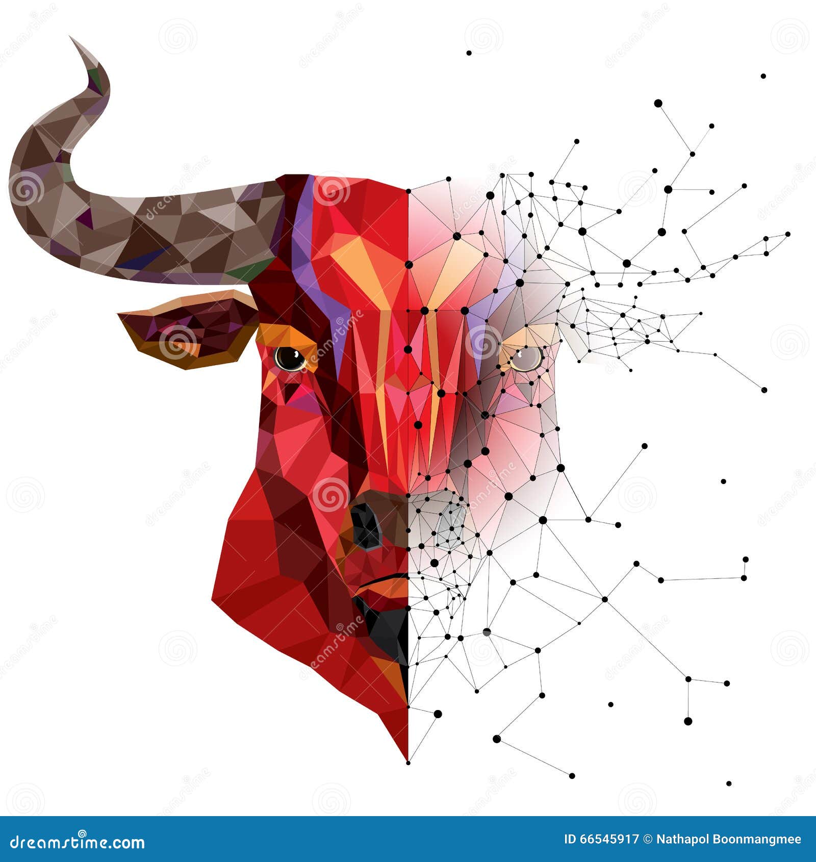 Red Bull Head with Geometric Pattern- Vector Illustration Stock Vector ...