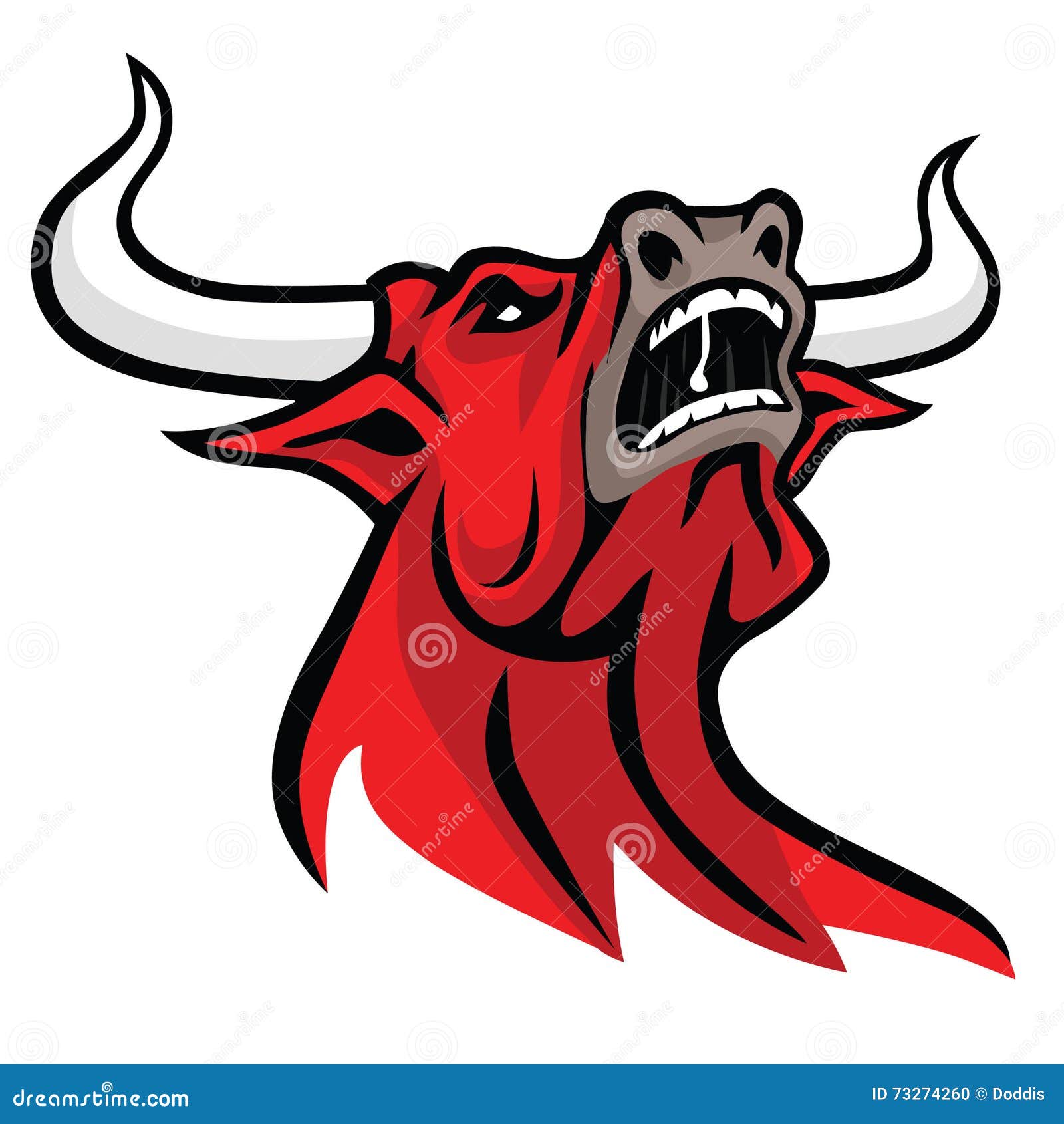 Red Bull Head Roaring stock vector. Illustration of furious - 73274260