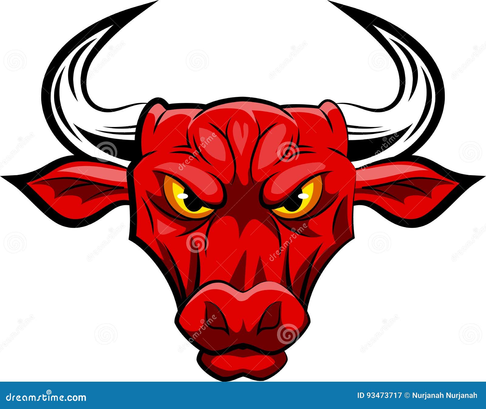 Red bull mascot face. stock vector. Illustration of cattle - 93473717