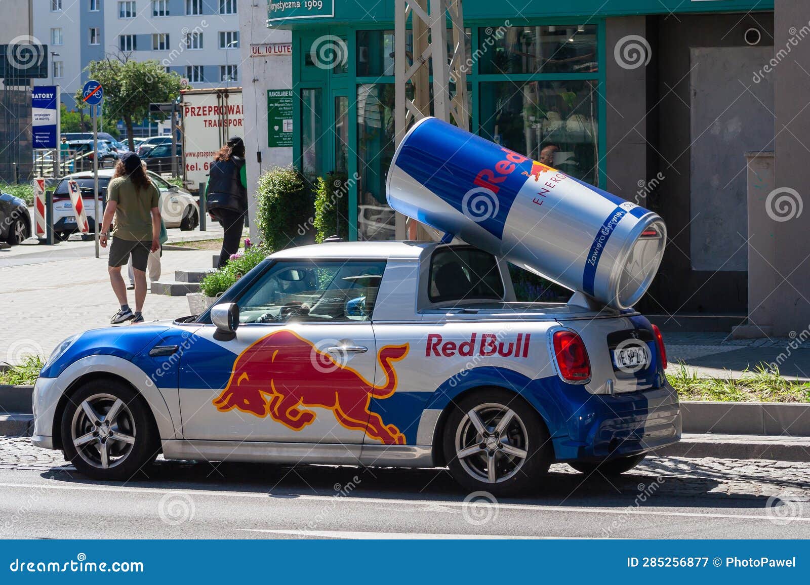 Red Bull Mini Cooper Car With Logo Mini Cooper With A Red Bull Branding Decoration And A Red