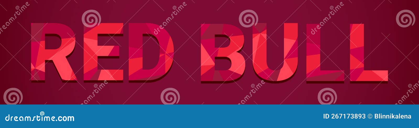 Red Bull Text Filled with Low Poly Texture on a Red Background. 3d Word ...