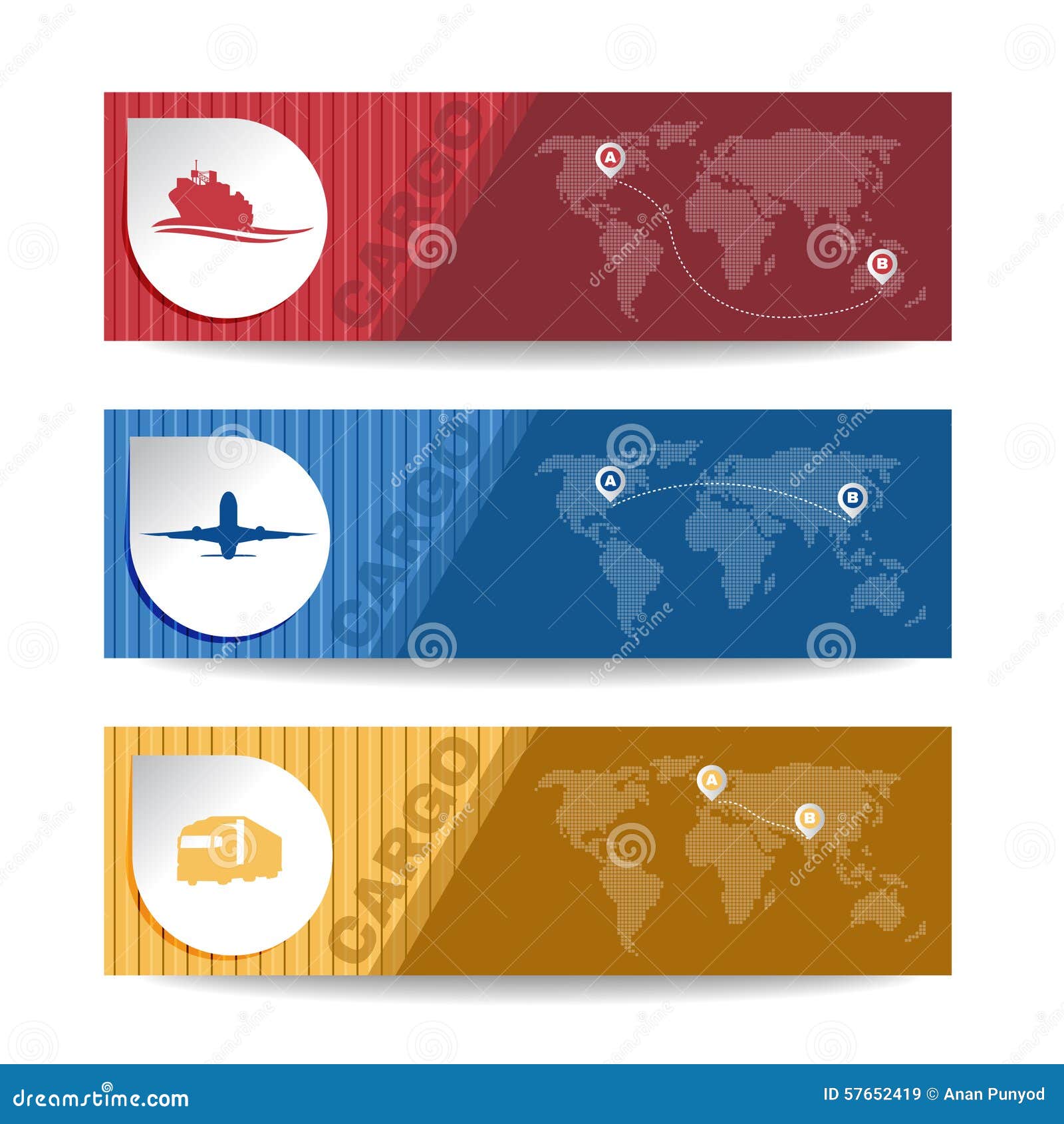 Red Bull and Yellow Banner Cargo Transport Vector Background Stock ...