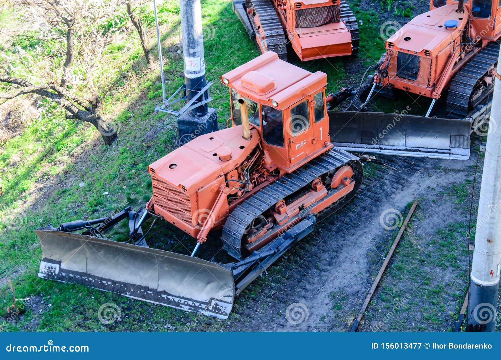 Red Bulldozers at a Construction Site Stock Image - Image of bucket ...