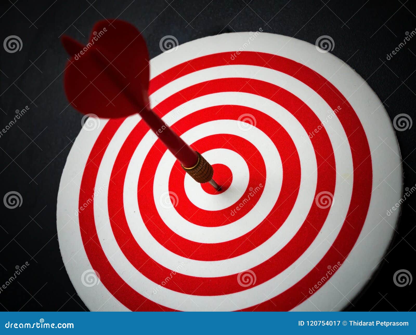 Red Bullseye Dart Arrow Hitting Target Center of Dartboard. Concept of ... Red Bullseye Dart Arrow Hitting Target Center of Dartboard. Concept of ...
