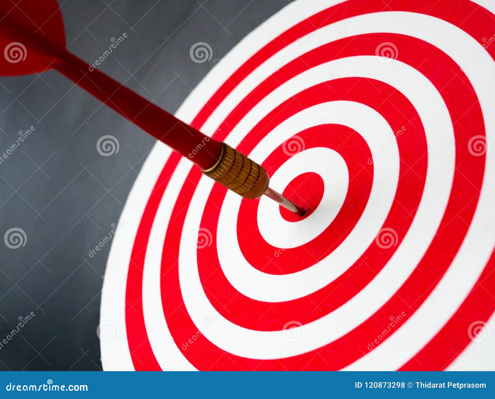 Red Bullseye Dart Arrow Hitting Target Center of Dartboard. Concept of ... Red Bullseye Dart Arrow Hitting Target Center of Dartboard. Concept of ...